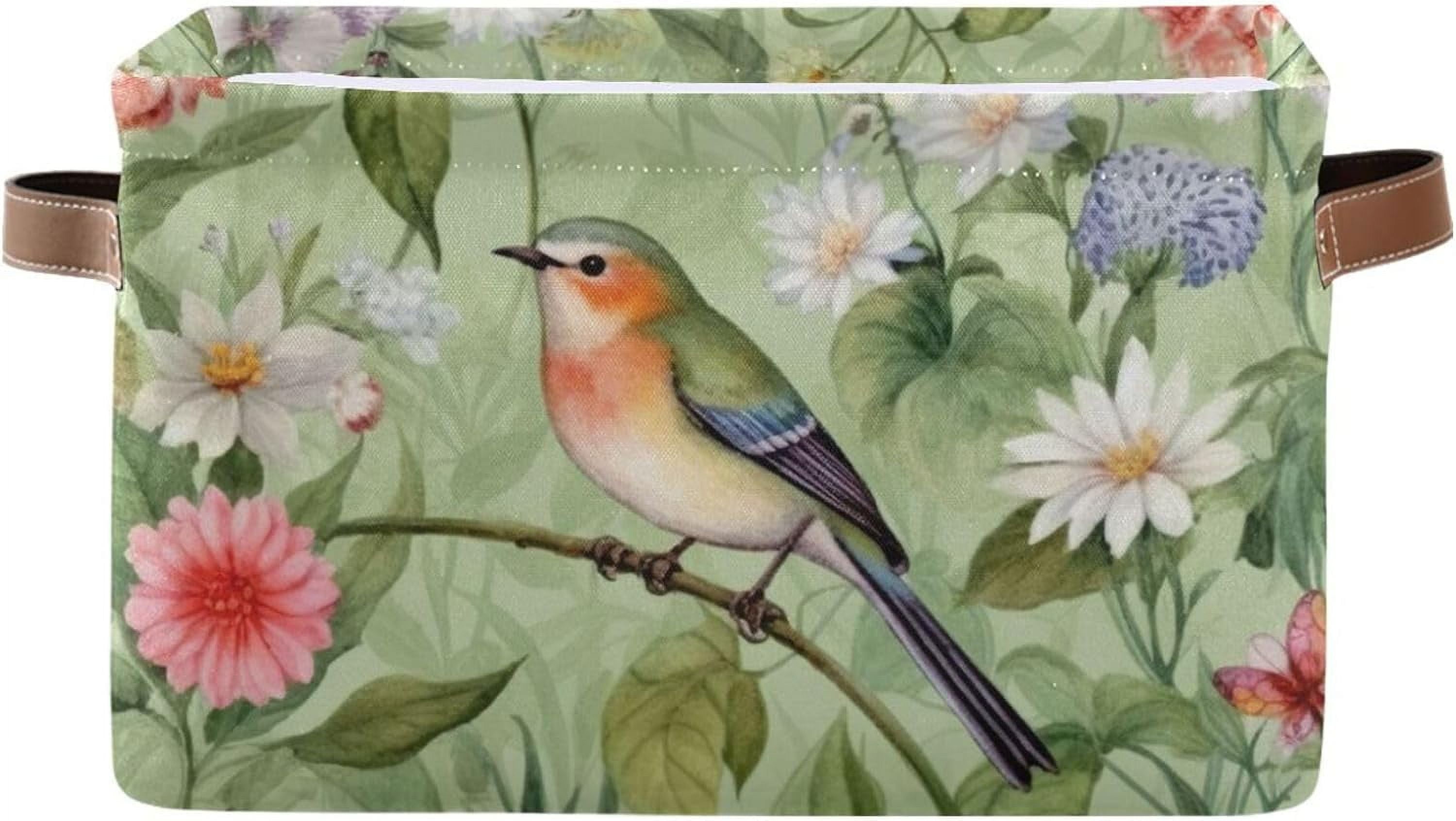 Coolnut Pretty Bird Storage Bins Foldable Canvas Fabric Storage Basket ...