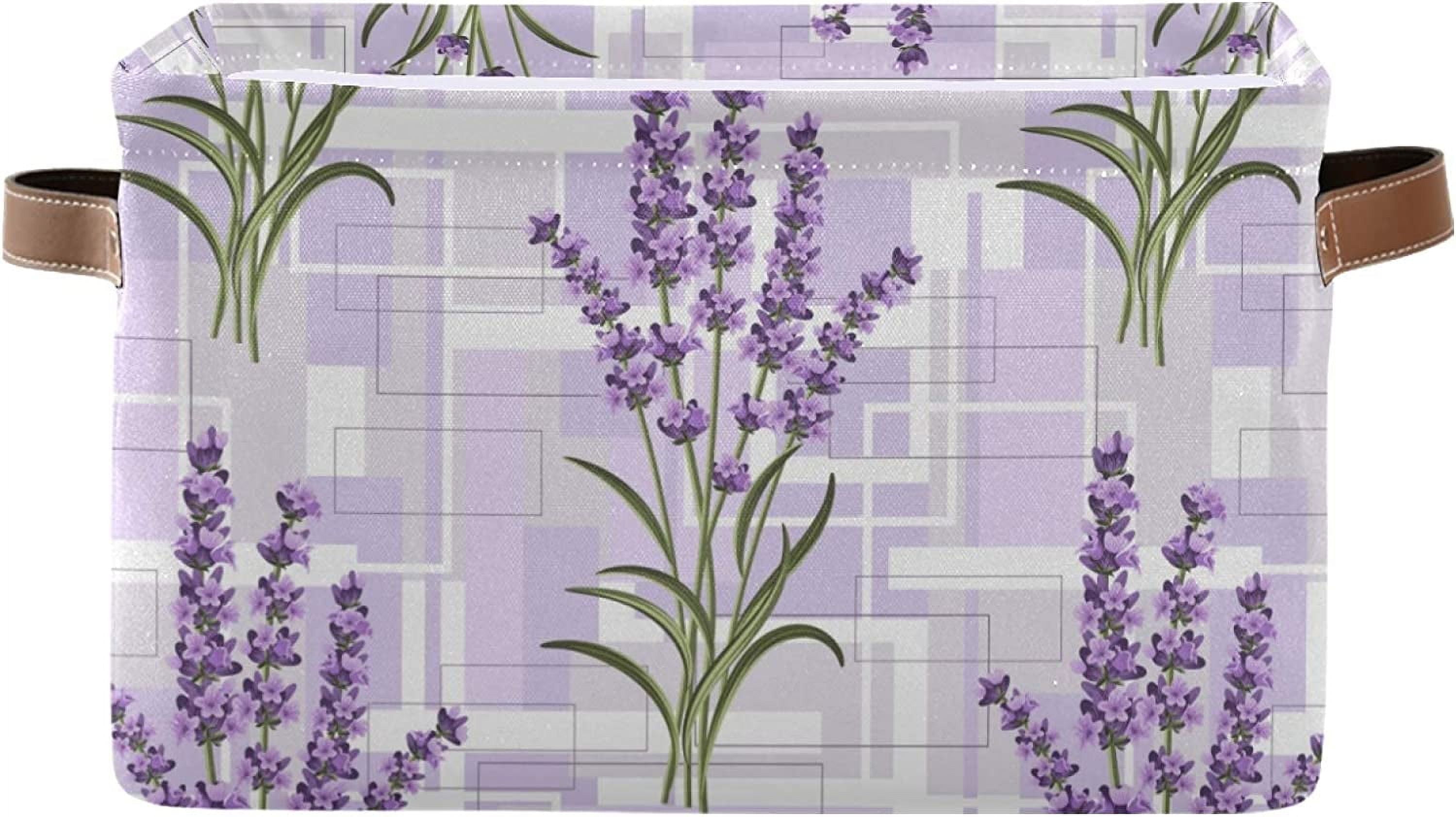 Coolnut Purple Lavender Floral Large Storage Basket, Foldable Storage ...