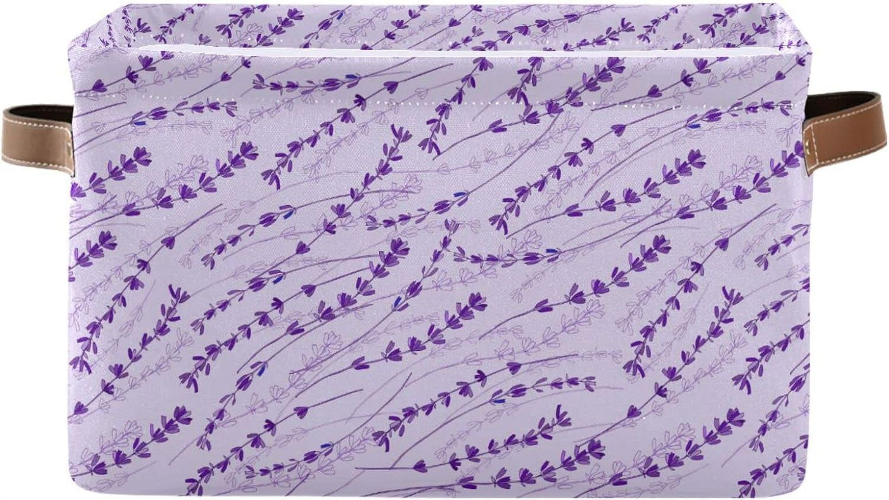 Coolnut Purple Lavender Flower Foldable Storage Basket for Shelves ...