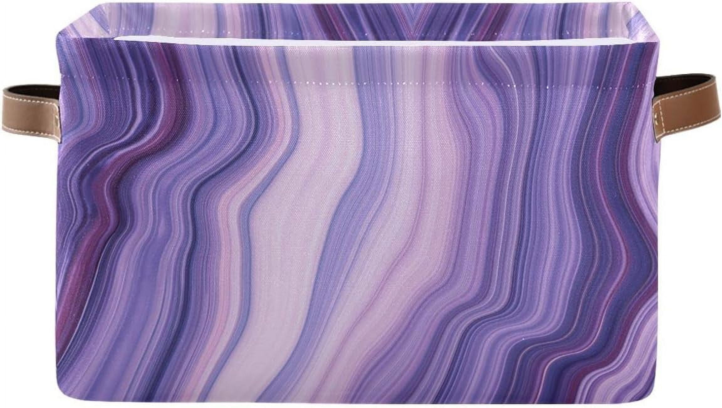 Coolnut Purple Marble Rectangular Storage Bin Canvas Square Storage ...