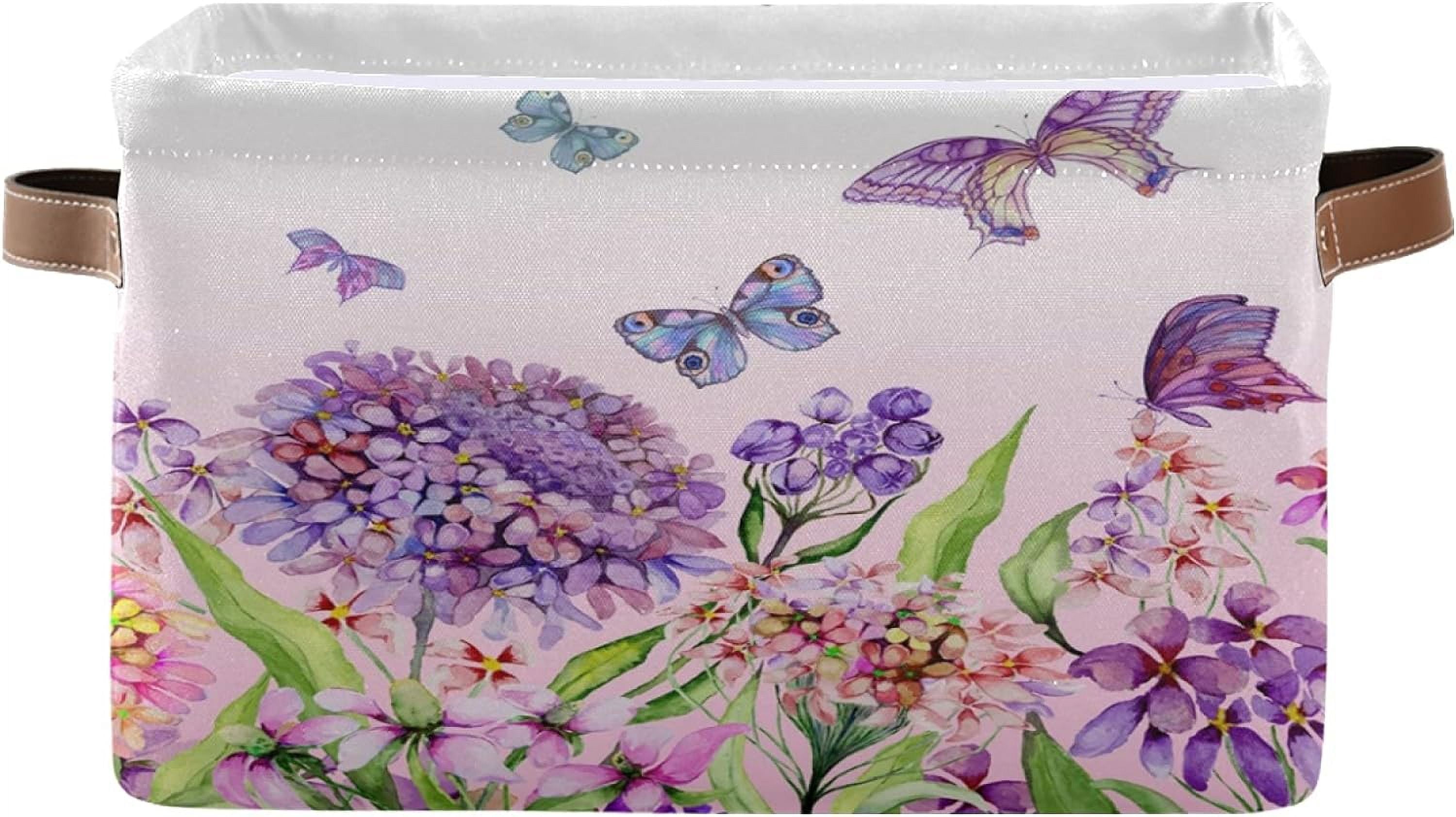 Coolnut Purple Sunflower Butterfly Storage Bin for Toy Storage Basket ...