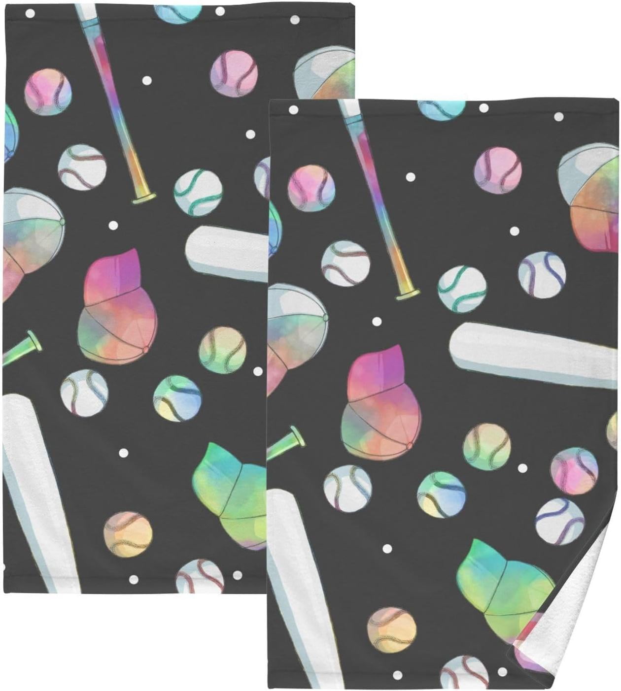Coolnut Rainbow Baseball Gear Patterned Hand Towels 2 PCS, Cotton Bath ...