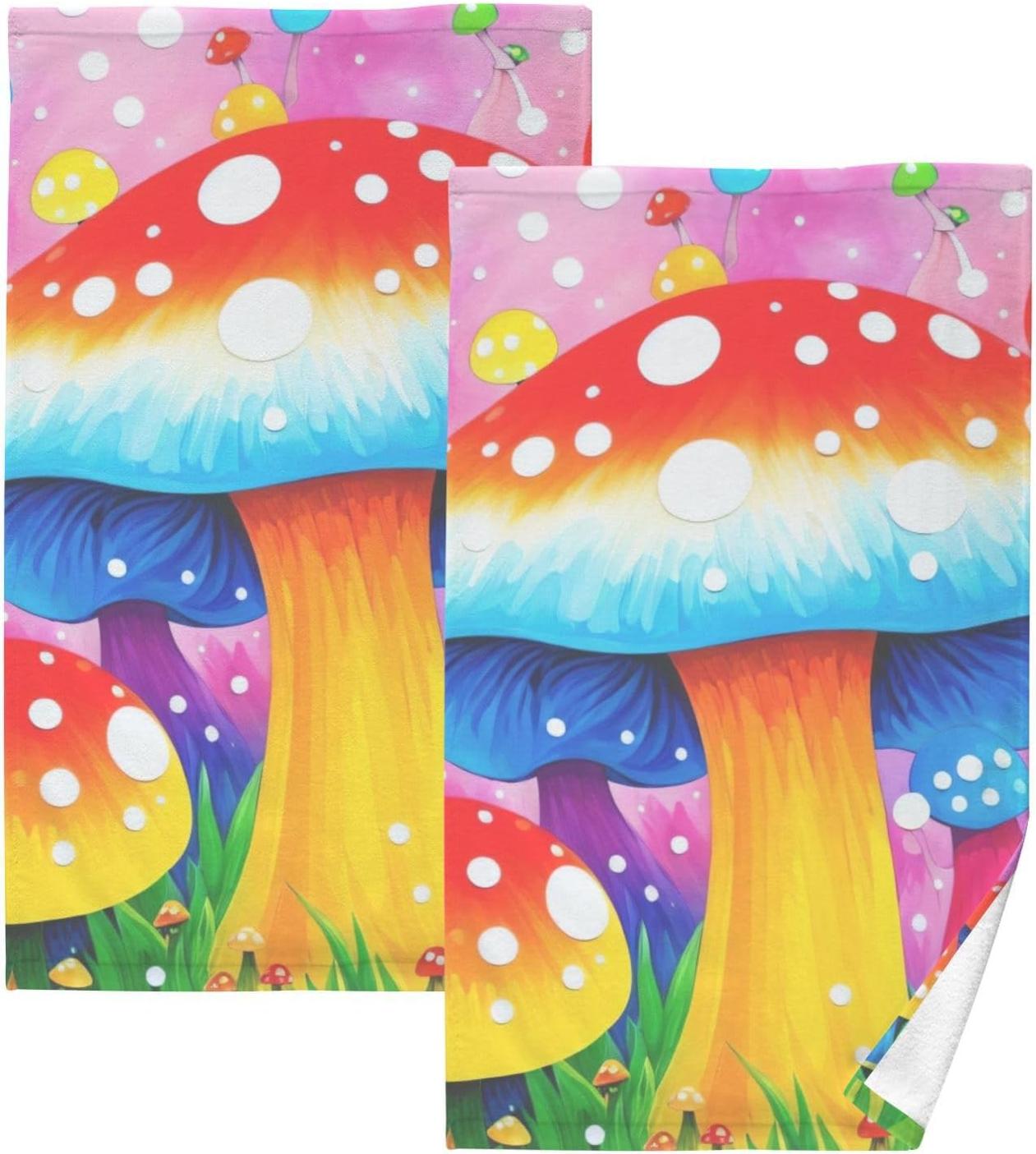 Coolnut Rainbow Color Mushroom Hand Towels 2 Pieces 16×28 inches ...