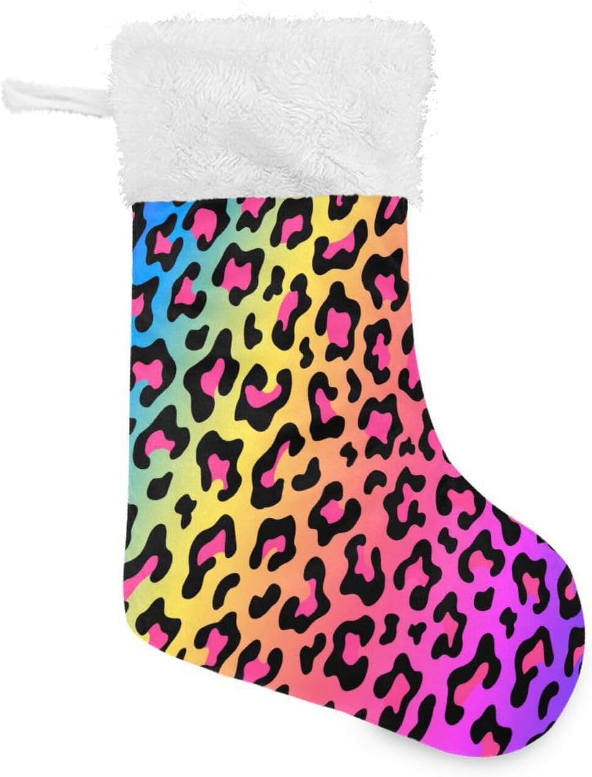 Coolnut Rainbow Colored Leopard Print Christmas Stockings Christmas ...