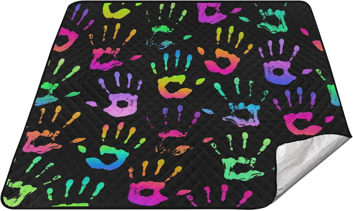 Coolnut Rainbow Handprints Large Picnic & Outdoor Beach Blanket ...