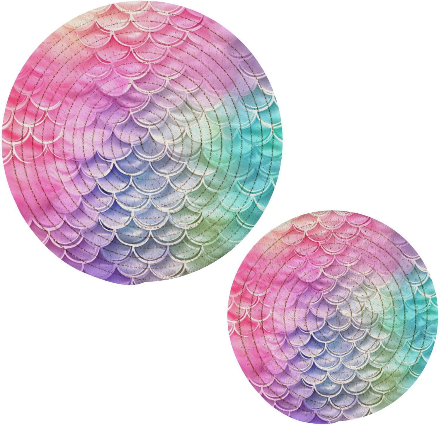 Coolnut Rainbow Mermaid Trivets Pot Holders Set of 2 Potholders for ...