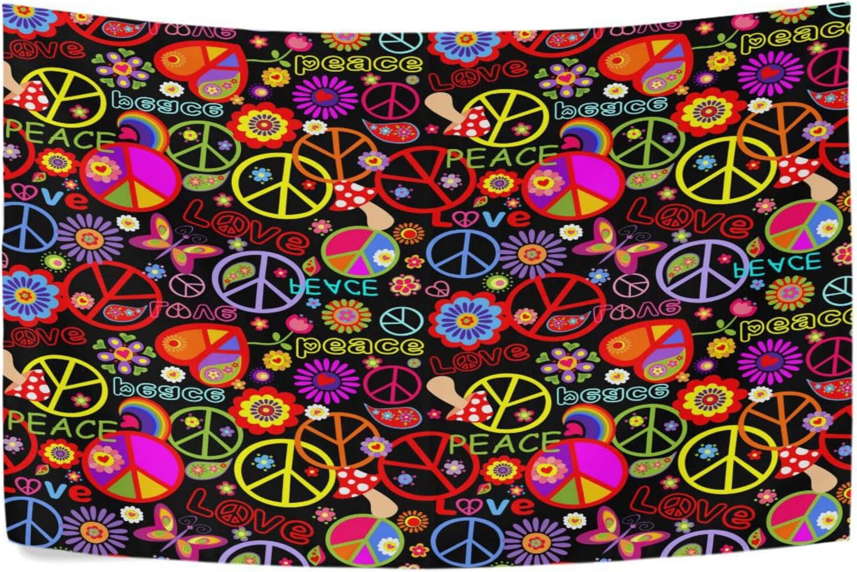 Coolnut Rainbow Peace Love Sign Tapestry Aesthetic Tapestry Wall ...