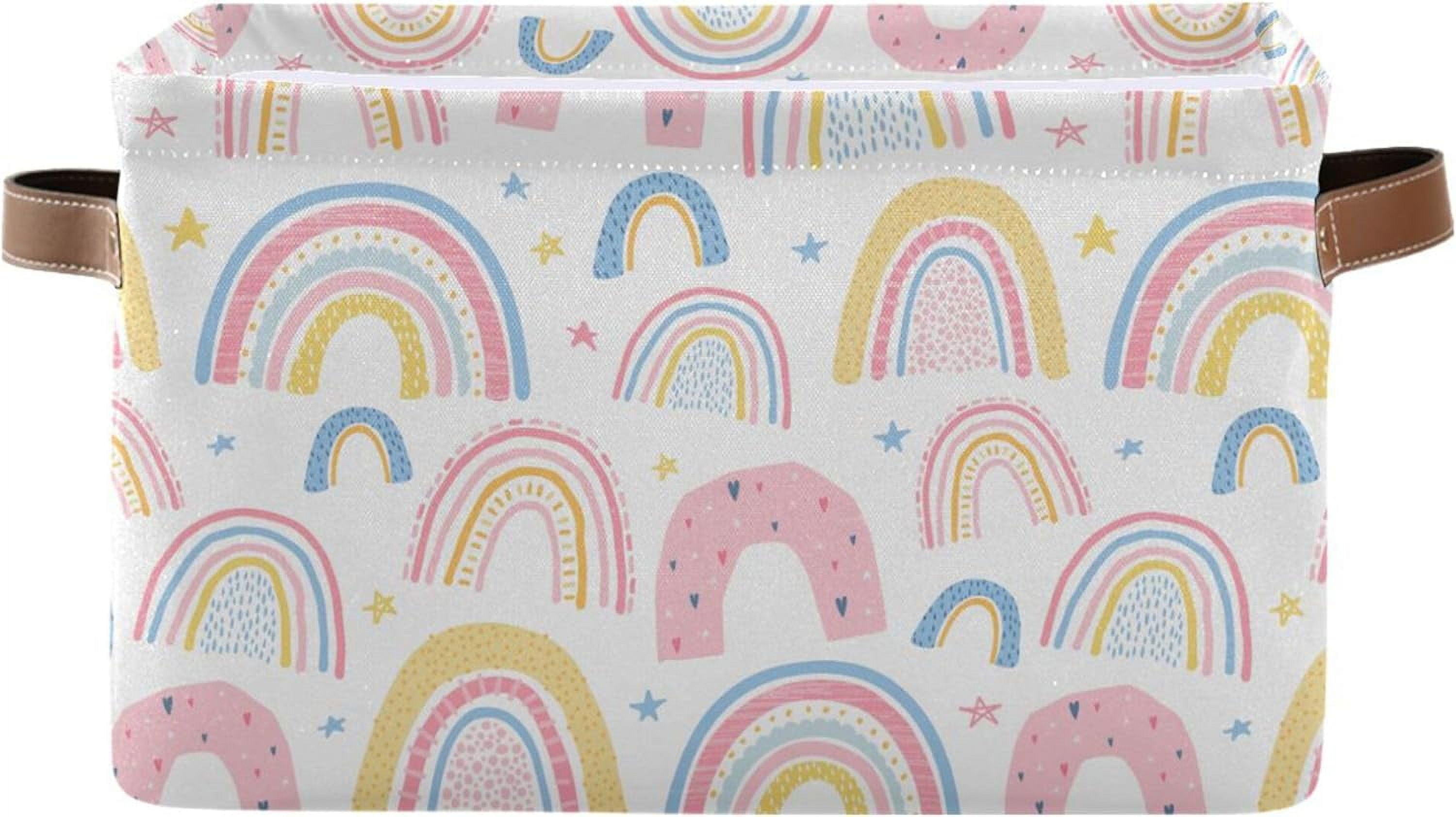 Coolnut Rainbow Storage Basket Foldable Storage Bin, Canvas Rectangular ...