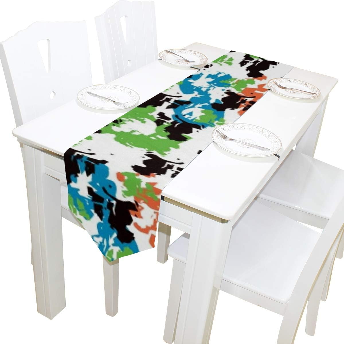 Coolnut Rectangle Cloth Table Runner, Abstract Splash Design Table ...