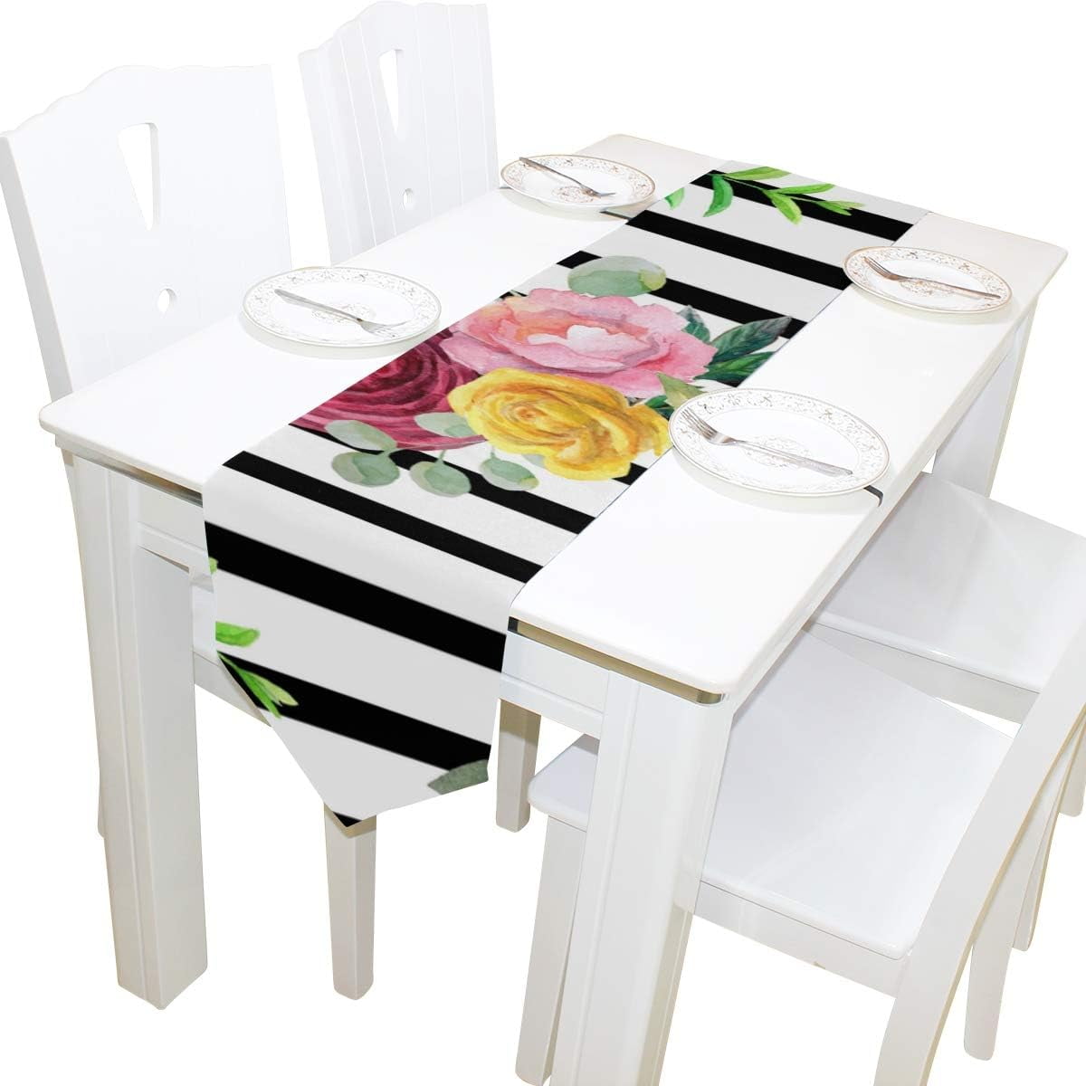 Coolnut Rectangle Cloth Table Runner, Beautiful Flowers Table Cover 13 ...