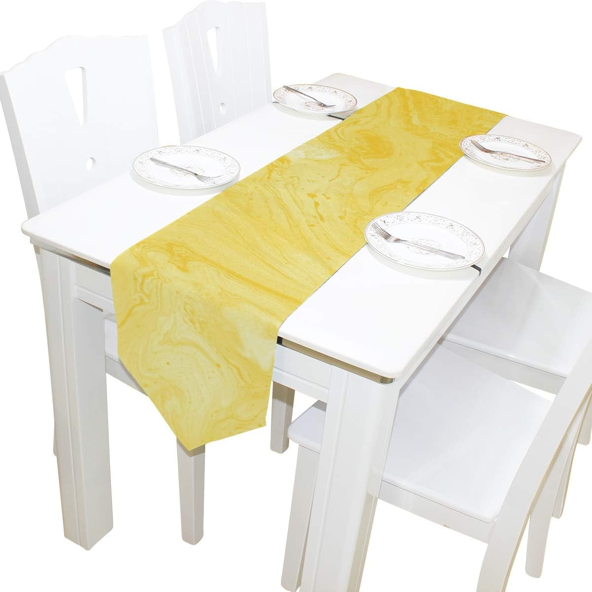 Coolnut Rectangle Cloth Table Runner, Lemon Marble Table Cover 13"x90 ...