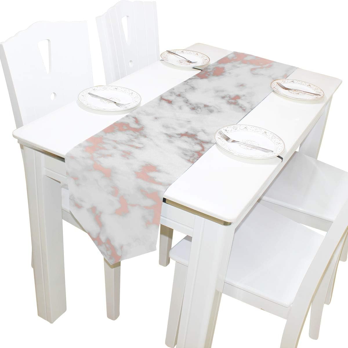 Coolnut Rectangle Cloth Table Runner, Rose Gold Marble Table Cover 13 ...