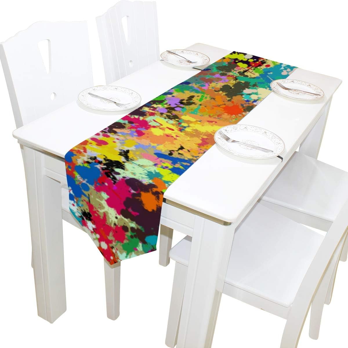 Coolnut Rectangle Cloth Table Runner, Watercolor Art Painting Table ...