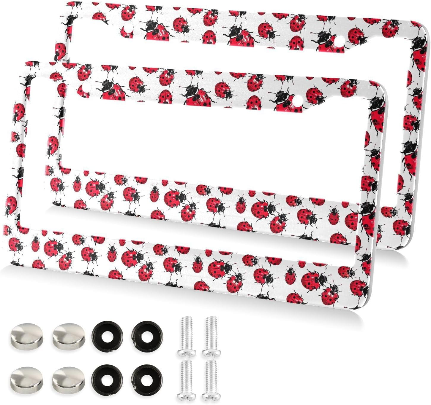 Coolnut Red Beetle Ladybug License Plate Frames 2 Packs,License Plate ...
