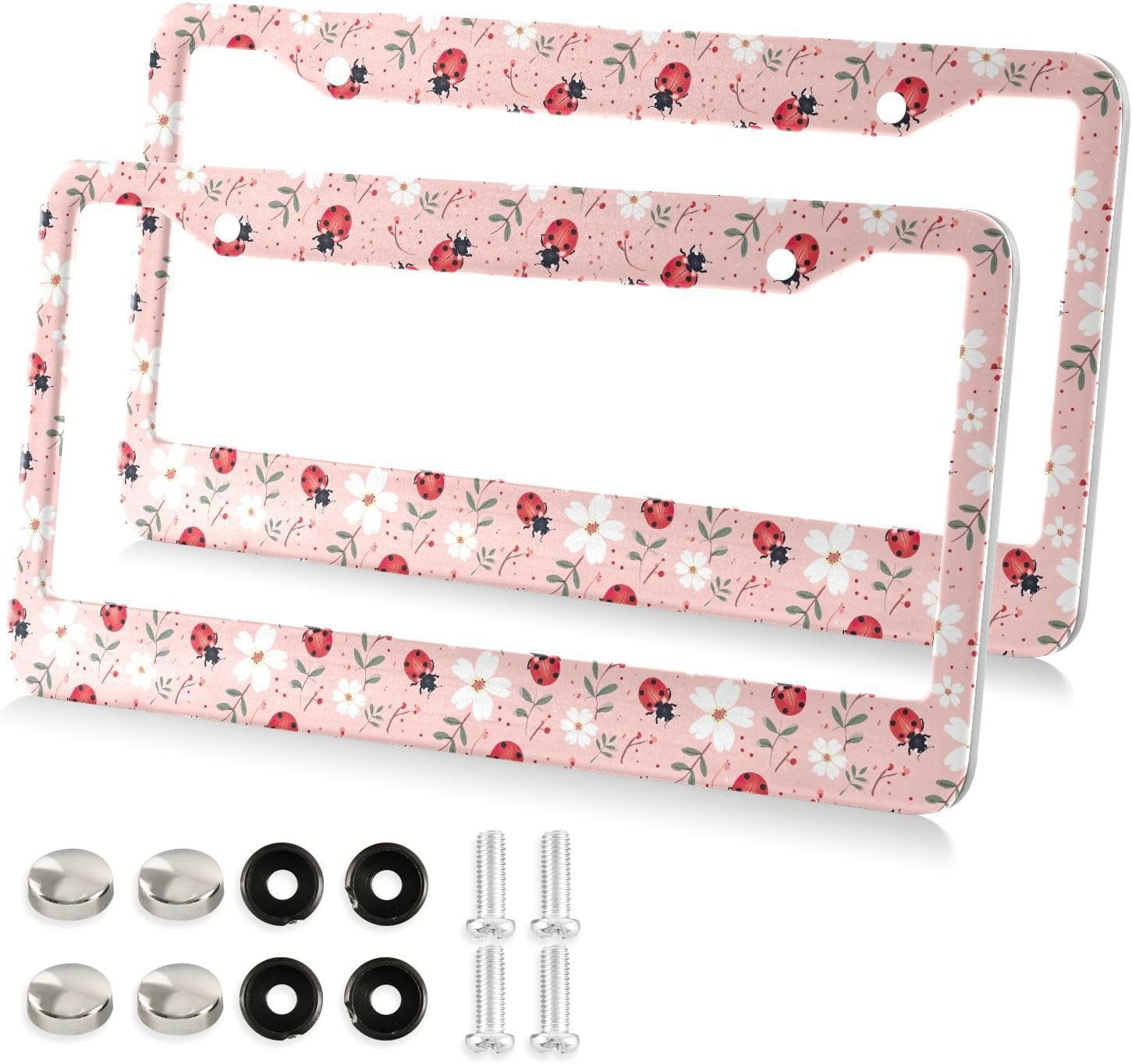 Coolnut Red Beetle Ladybug License Plate Frames 2 Packs,License Plate ...
