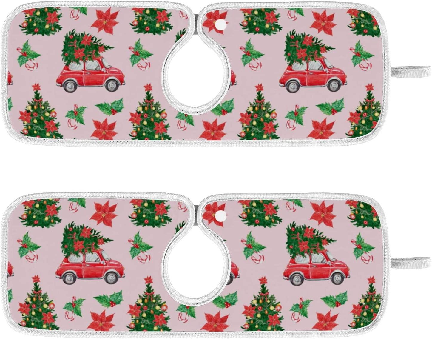 Coolnut Red Christmas Car 2PCS Kitchen Faucet Mat Bathroom Faucet Mat ...