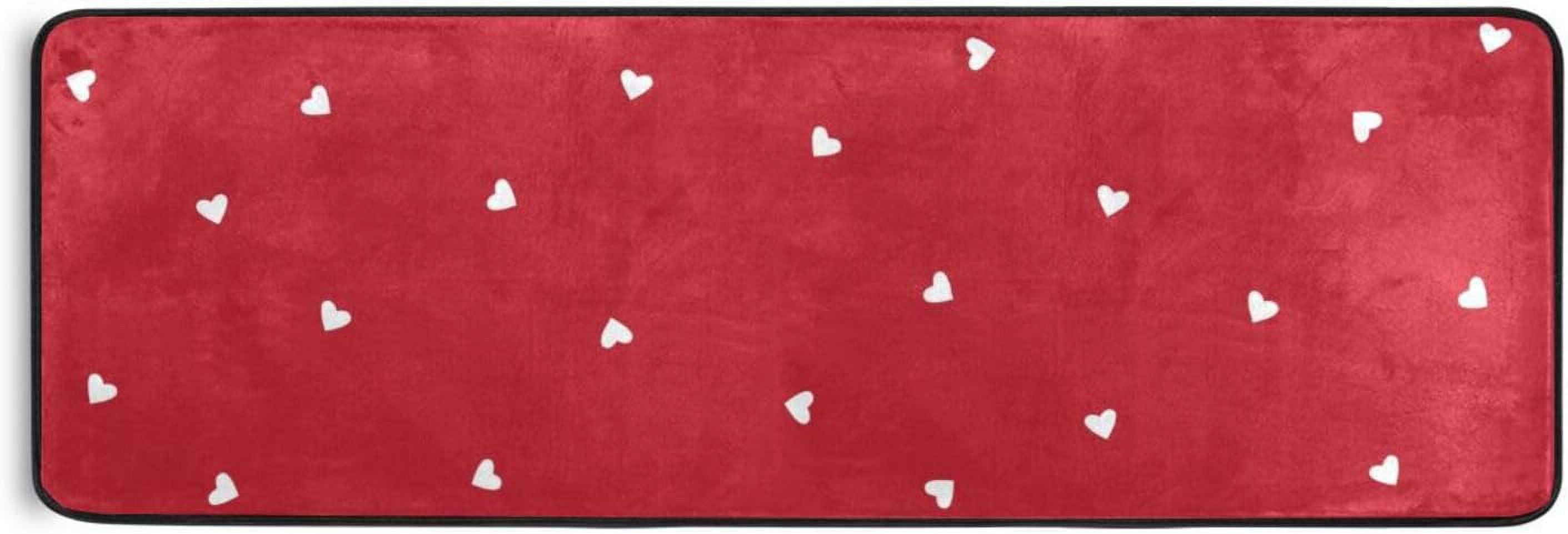 Coolnut Red Heart Area Rug - 2' x 6' Washable Runner Rugs with Rubber ...