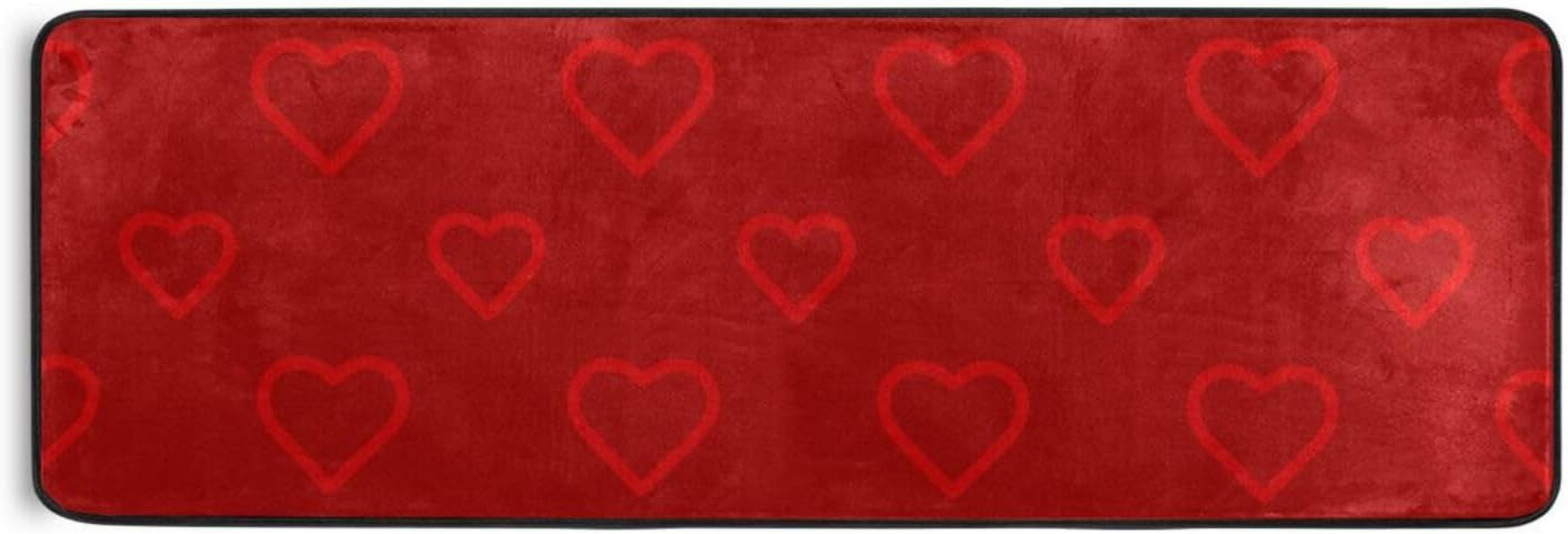 Coolnut Red Heart Area Rug - 2' x 6' Washable Runner Rugs with Rubber ...