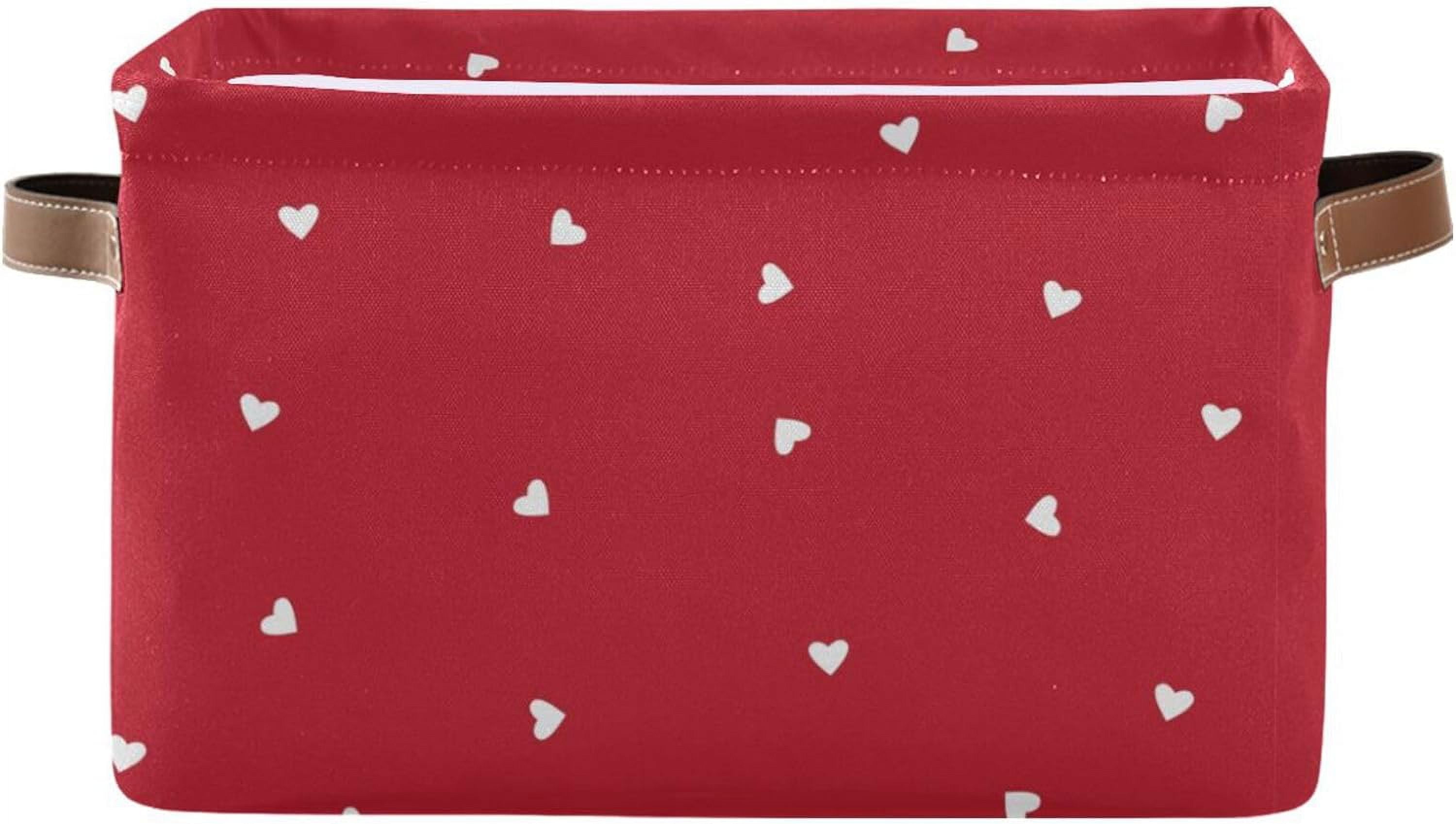 Coolnut Red Heart Storage Bins Foldable Canvas Fabric Storage Basket ...