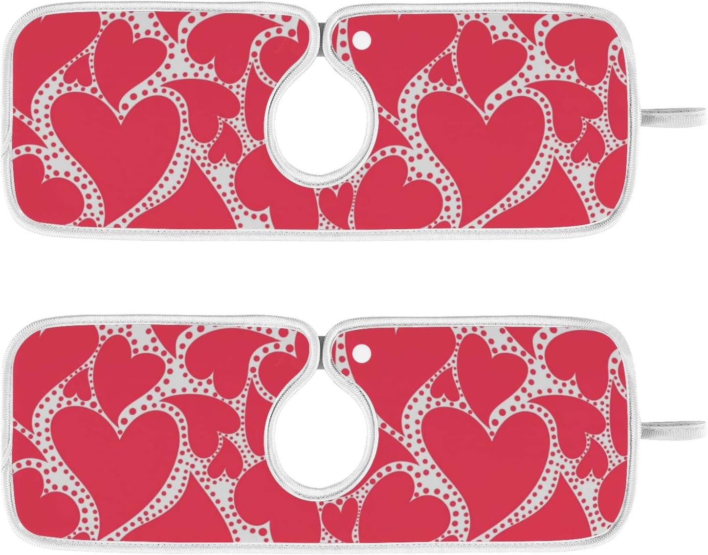 Coolnut Red Hearts Valentines Day 2PCS Kitchen Faucet Mat Bathroom ...