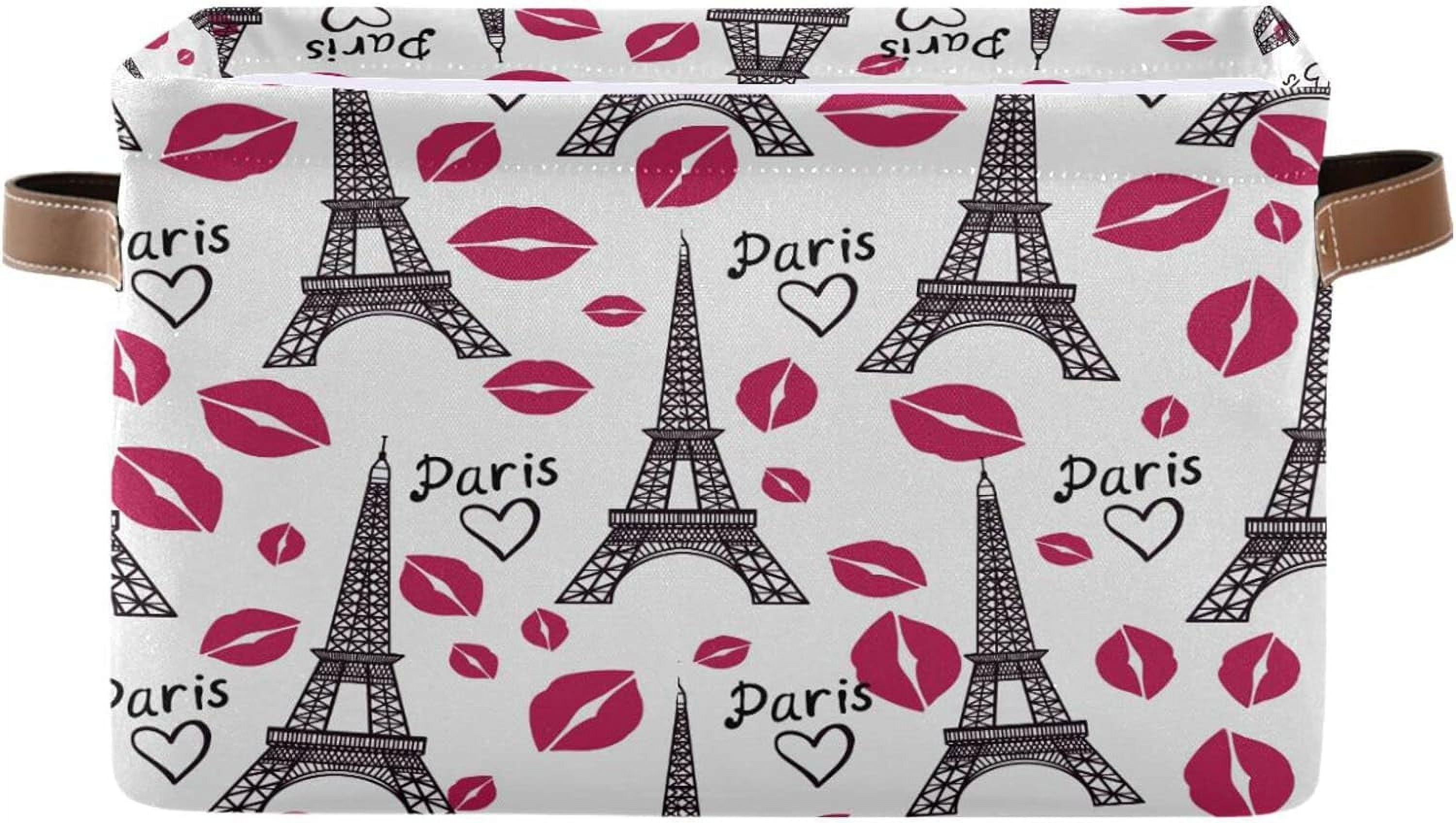 Coolnut Red Lip Eiffel Tower Large Square Storage Basket Bin with ...