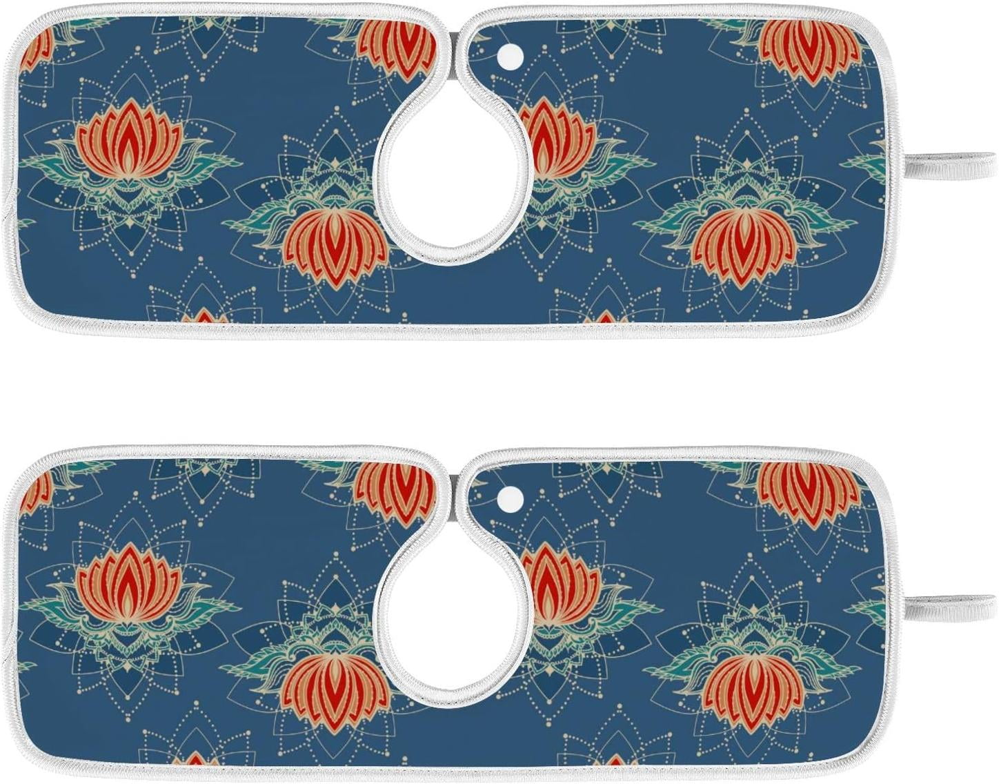 Coolnut Red Lotus Flowers Sink Splash Guard for Faucet 2 Packs Faucet ...