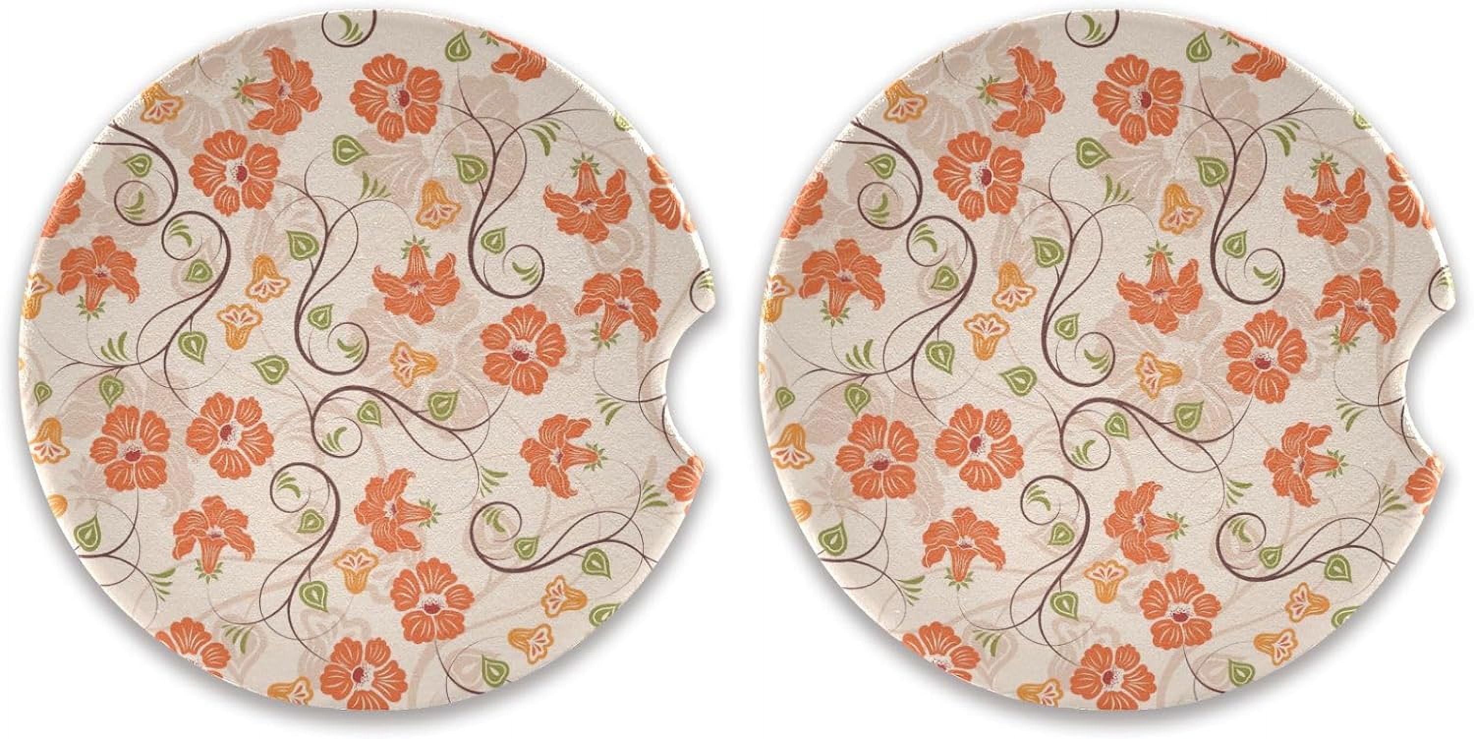 Coolnut Red Orange Daisy Car Coasters, Set of 2 Non-Slip Coasters with ...