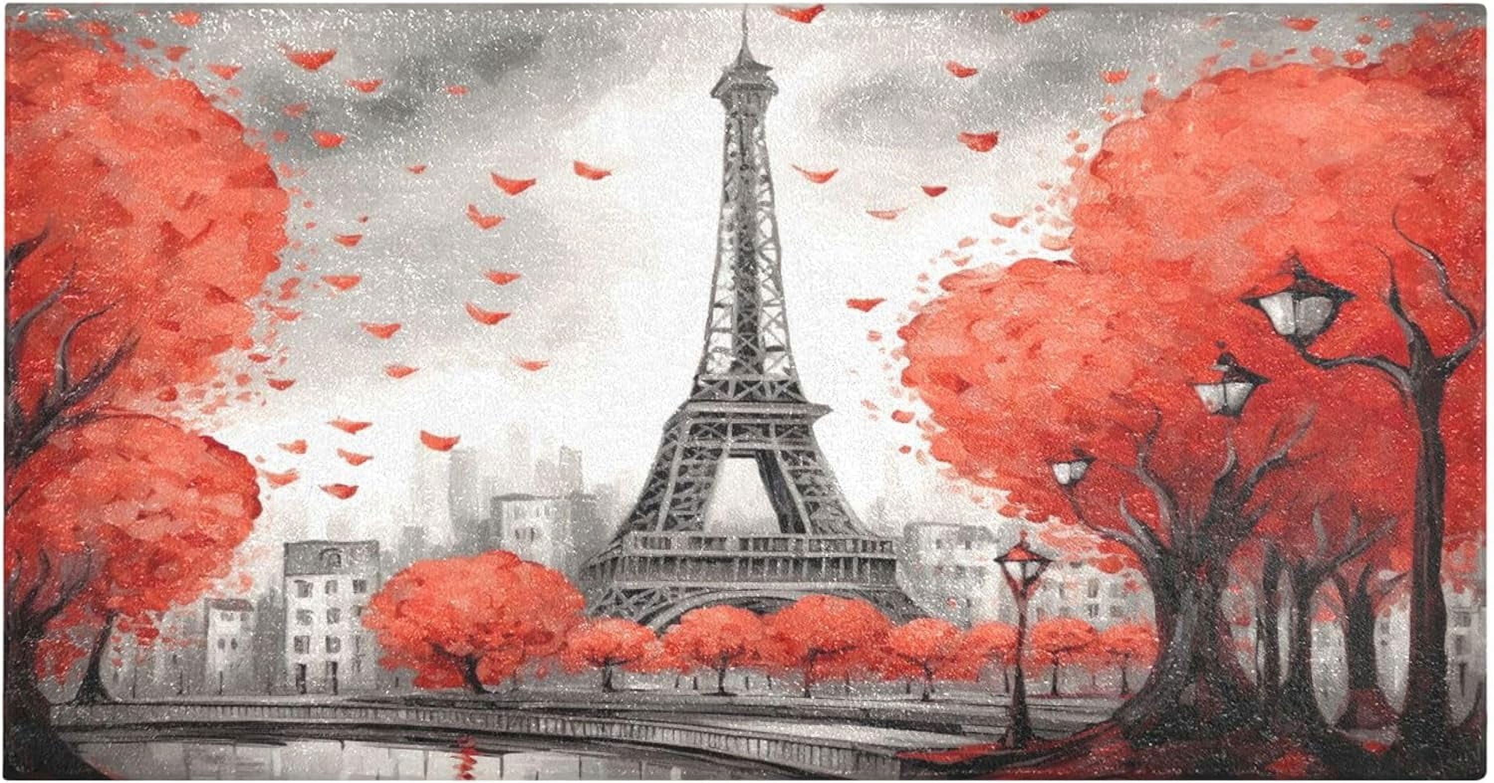 Coolnut Red Paris Tower Bath Rugs 39 x 20 Inch, Soft Absorbent Washable ...