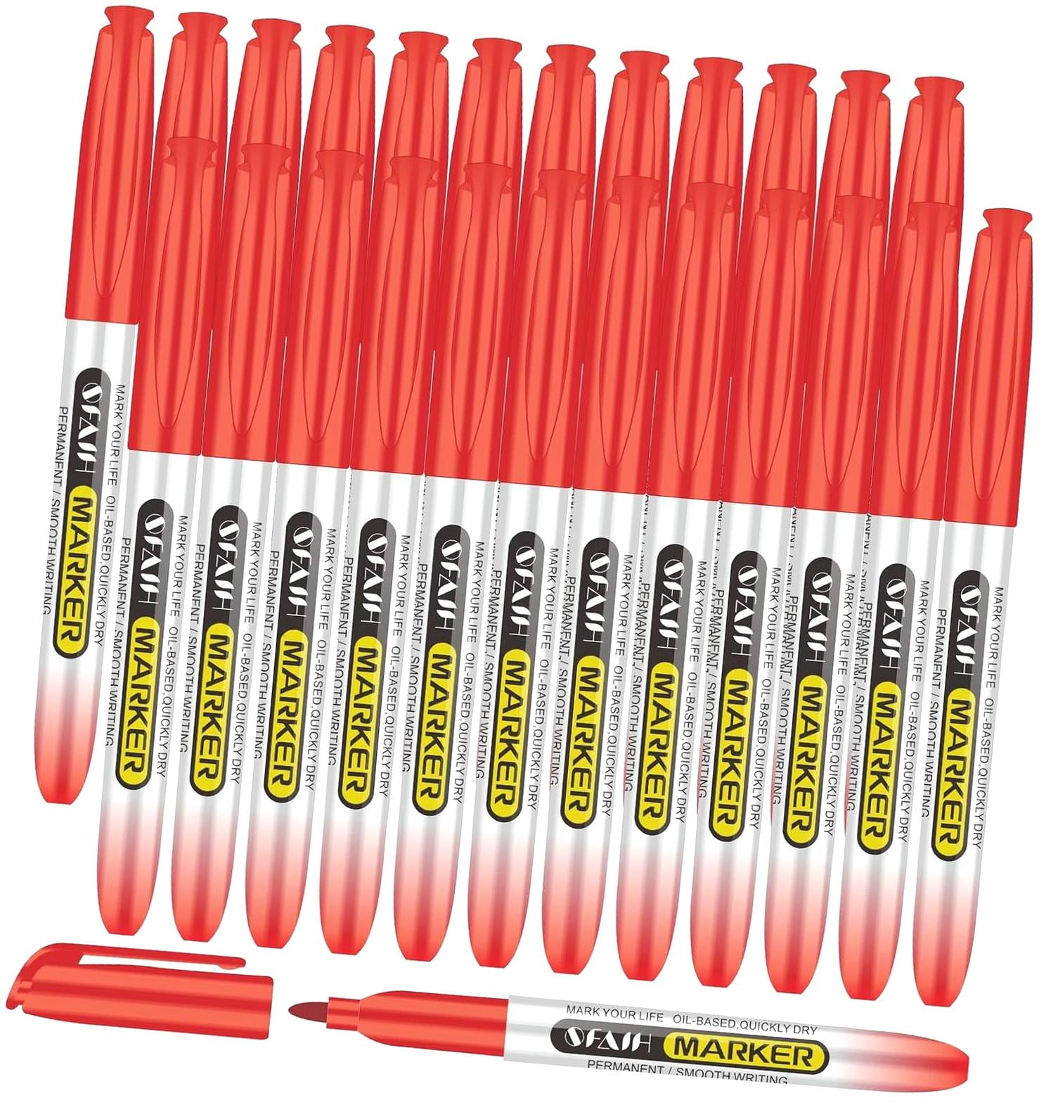 Coolnut Red Permanent Markers Bulk - 24 Pack, 1 Second Quick Dry, Fine ...