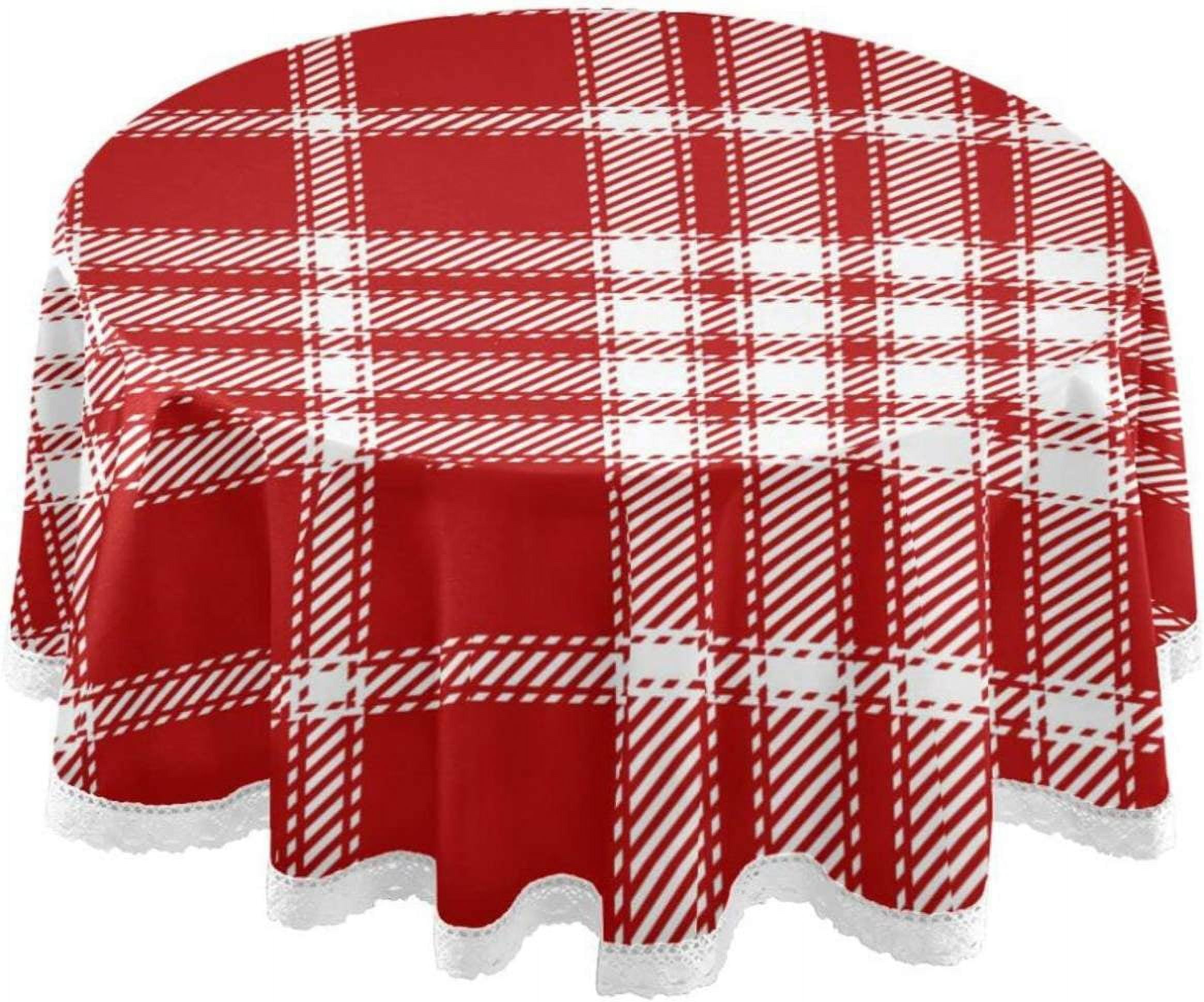 Coolnut Red Plaid Round Tablecloth,Washable Oil Proof Table Cover for ...