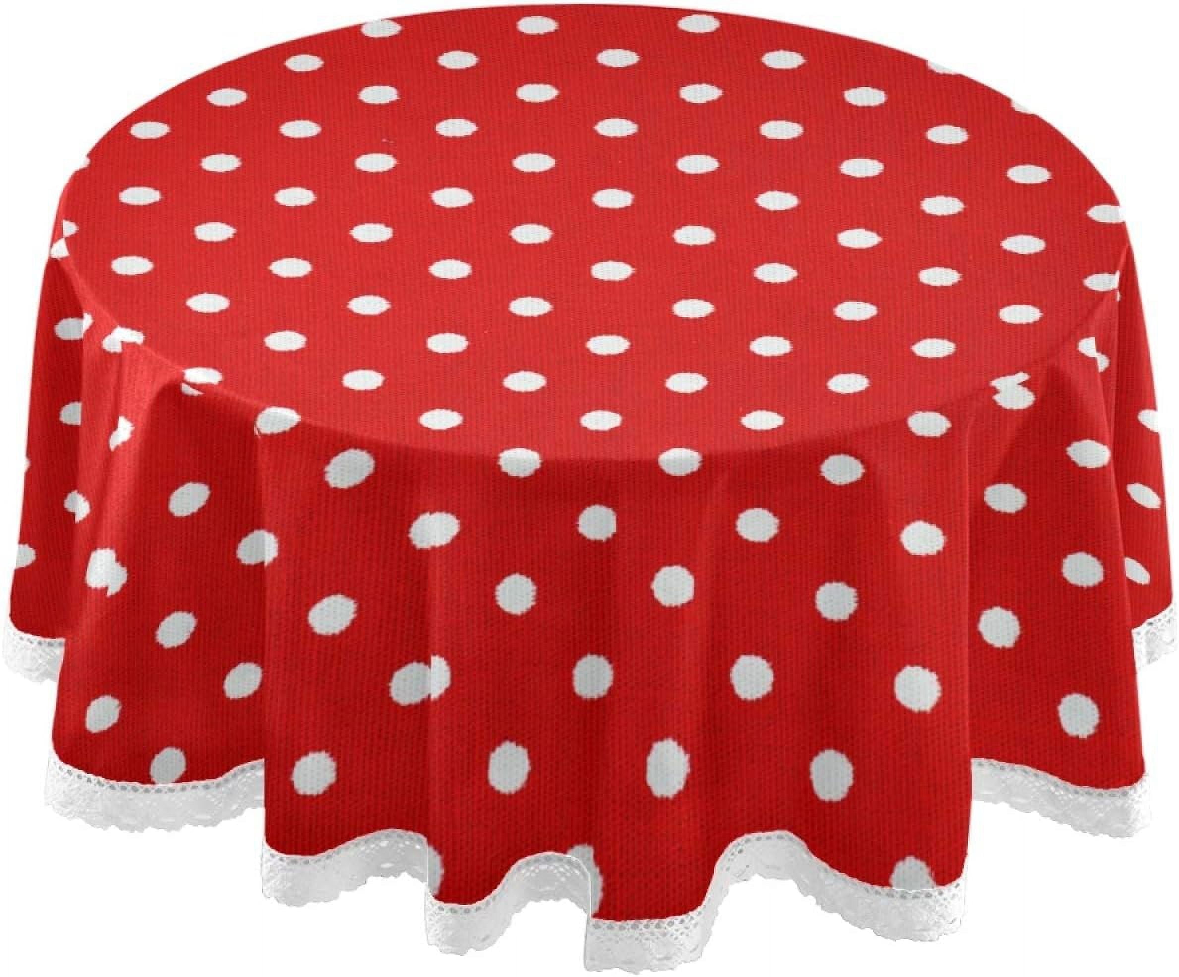 Coolnut Red Polka Dots Tablecloth Durable 60 Inch Round Table Cloth ...