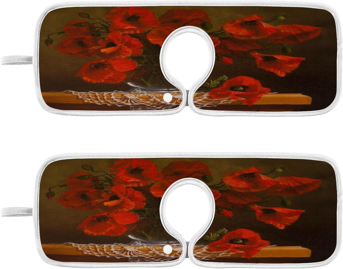 Coolnut Red Poppy Flower Sink Splash Guard for Faucet 2 Packs Faucet ...