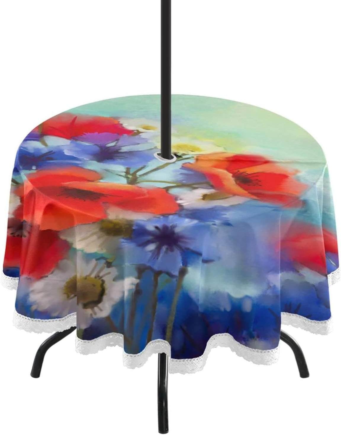 Coolnut Red Poppy Flowers Round Table Cloth, Heat Resistant Table Cover ...