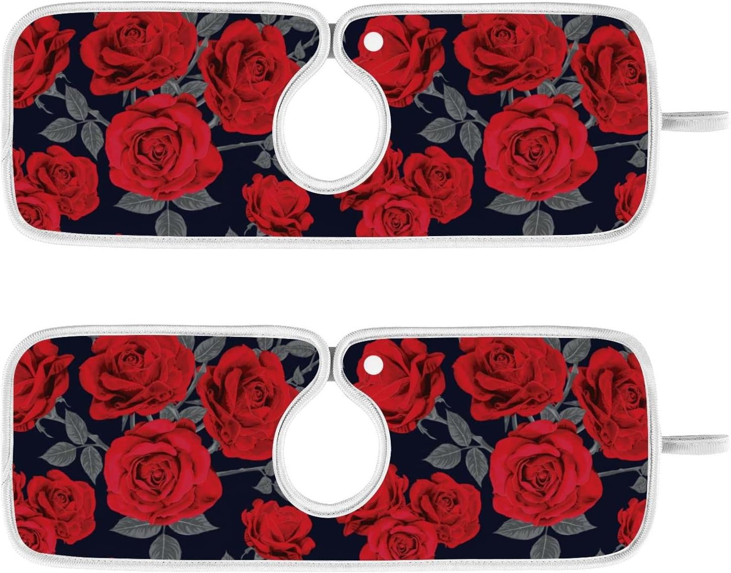 Coolnut Red Rose Flowers Sink Splash Guard for Faucet 2 Packs Faucet ...
