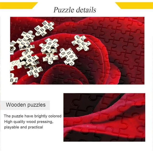Coolnut Red Rose Puzzles for Adults and Kids 1000 Pieces, Wooden Jigsaw ...