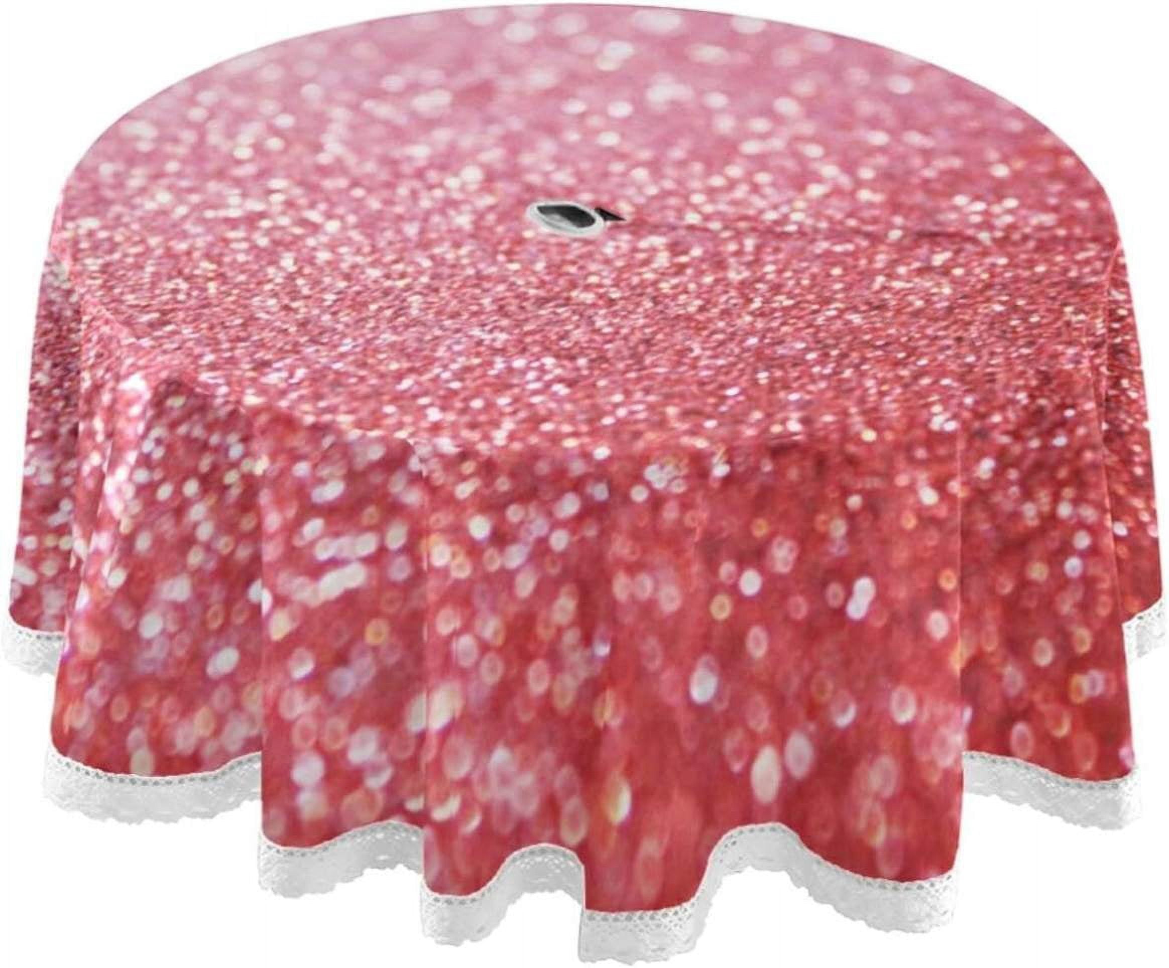 Coolnut Red Sparkling Shiny Round Tablecloth 60In,Waterproof Round ...