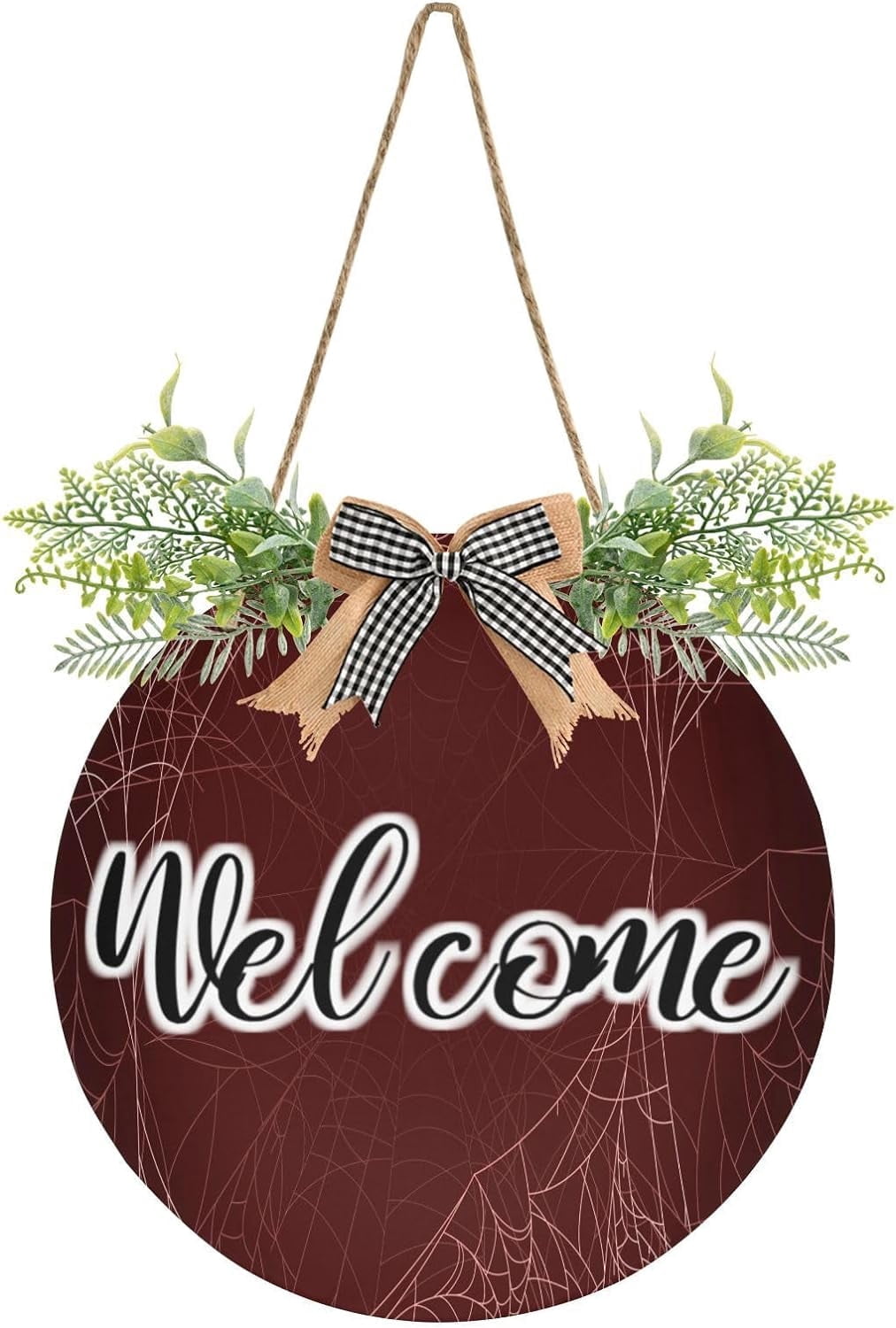 Coolnut Red Spider Web Front Door Round, Hanging Welcome Sign, Front ...