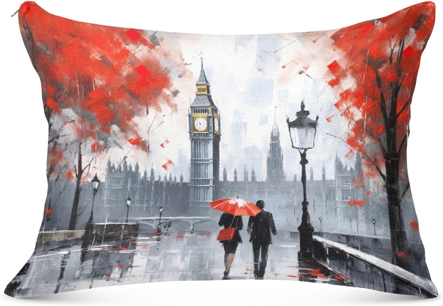 Coolnut Red Umbrella and Big Ben Plush Pillowcase, Luxury Soft King ...