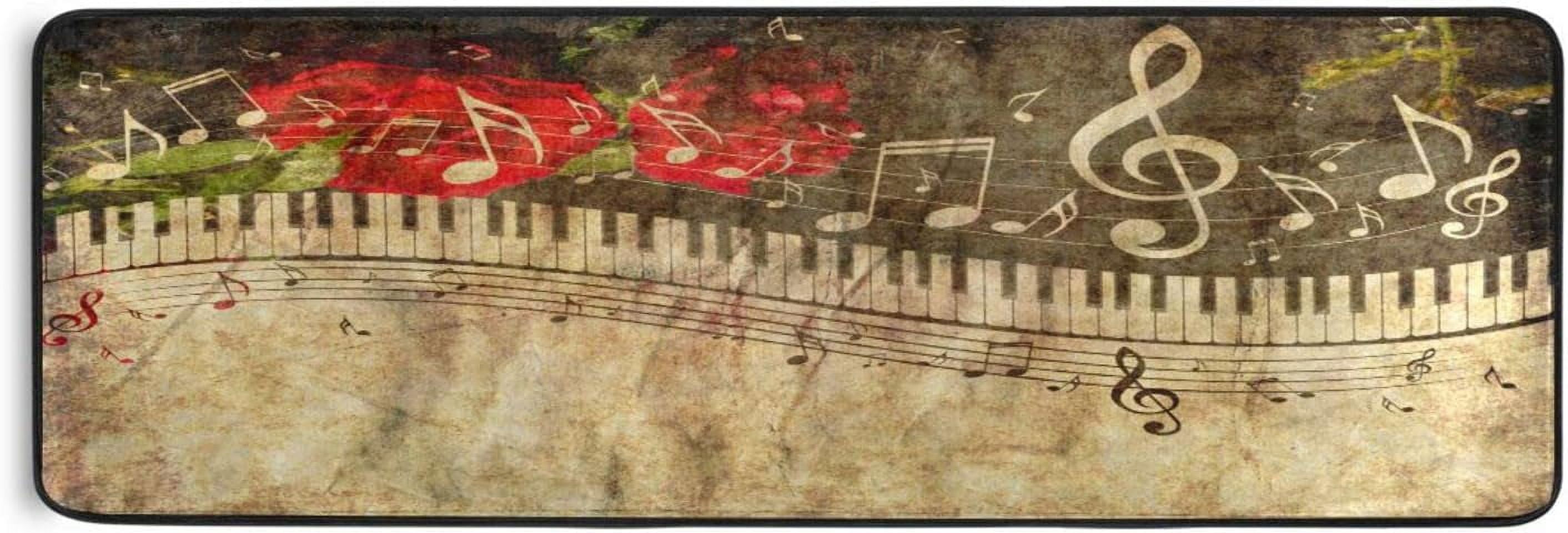 Coolnut Retro Piano Musical Notes Area Rug - 2' x 6' Washable Runner ...