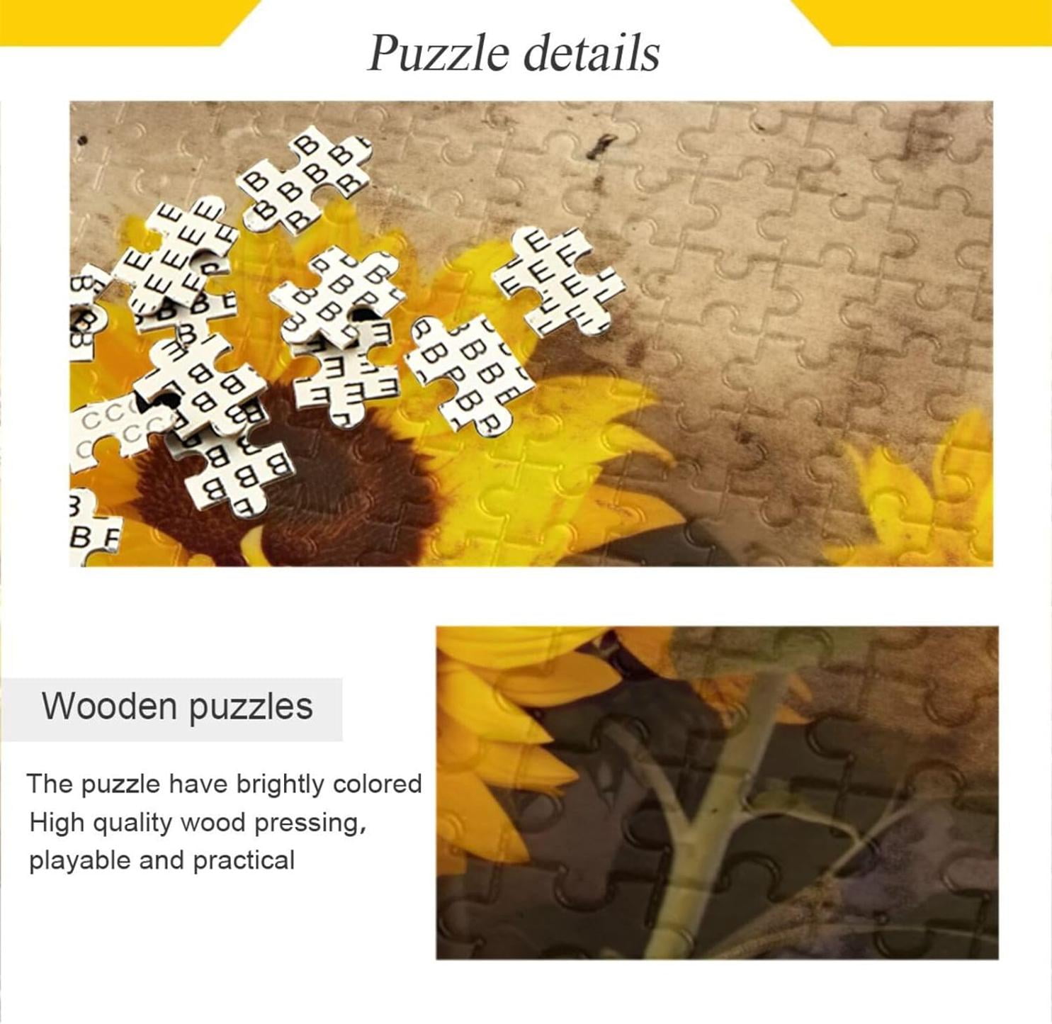 Coolnut Retro Sunflower Puzzles for Adults and Kids 500 Pieces, Wooden ...