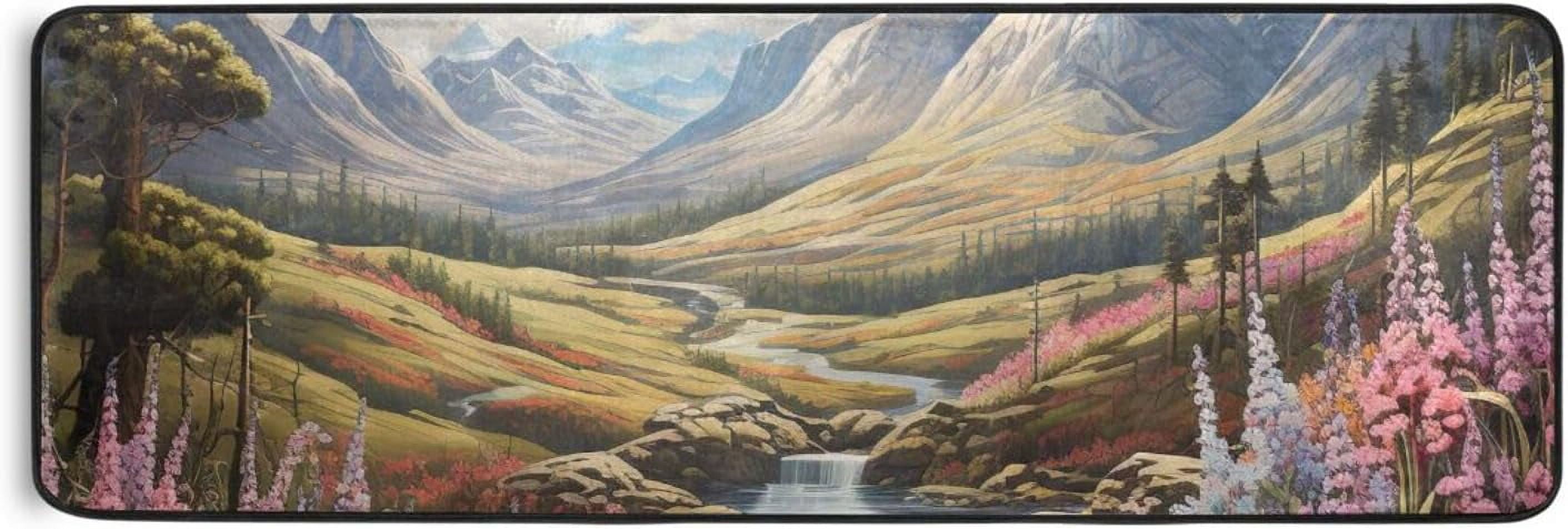 Coolnut River View Area Rug - 2' x 6' Washable Runner Rugs with Rubber ...