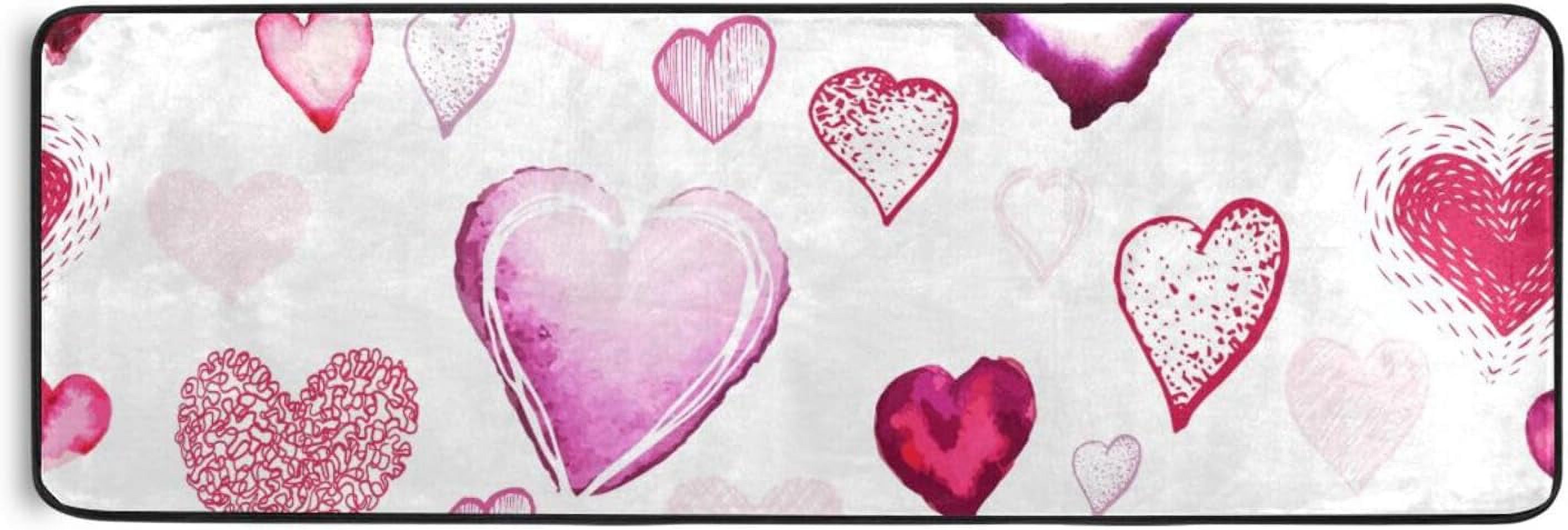 Coolnut Romantic Cartoon Heart Area Rug - 2' x 6' Washable Runner Rugs ...