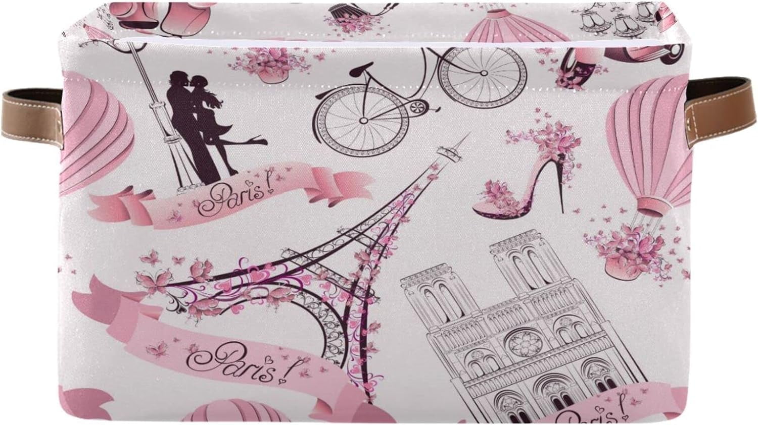 Coolnut Romantic Eiffel Tower Large Square Storage Basket Bin with ...