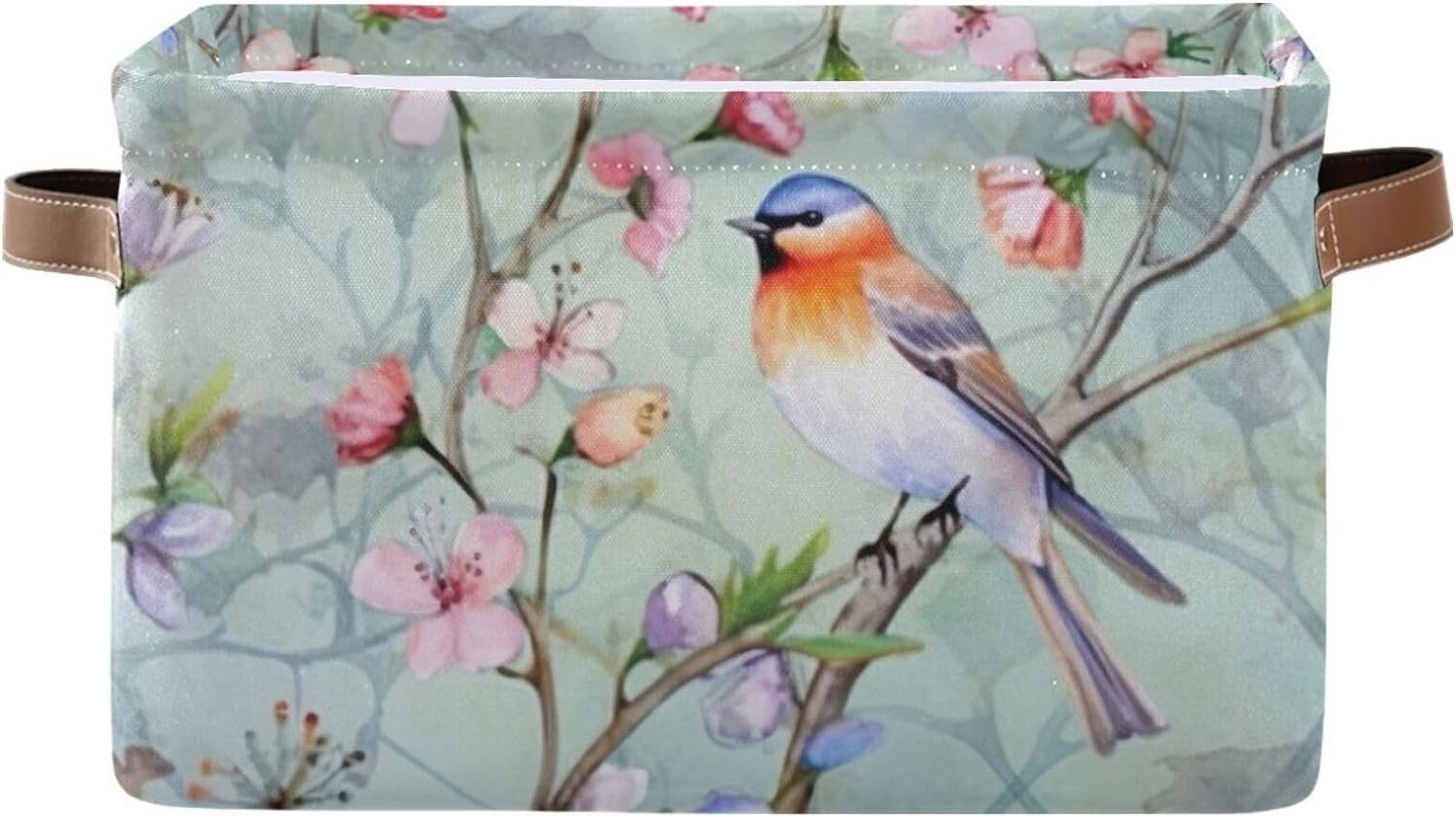 Coolnut Romantic Pretty Birds Storage Bins Foldable Canvas Fabric ...
