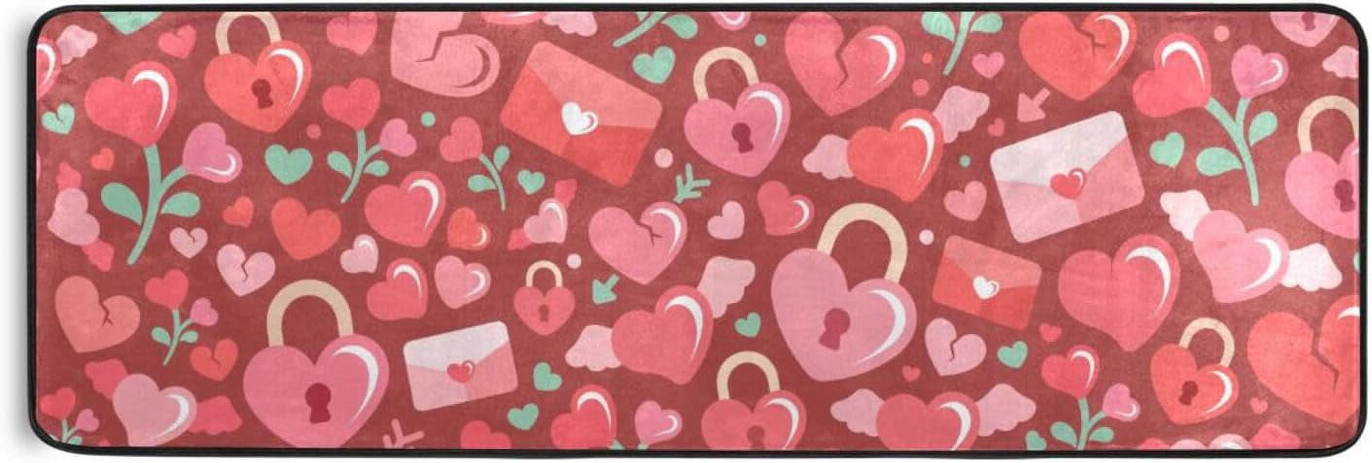 Coolnut Romantic Valentines Day Area Rug - 2' x 6' Washable Runner Rugs ...