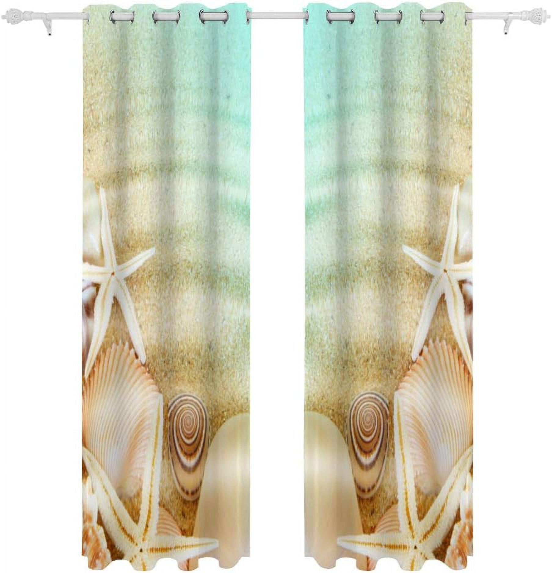 Coolnut Room Darkening Window Curtains Drapes Shells and Starfish On ...