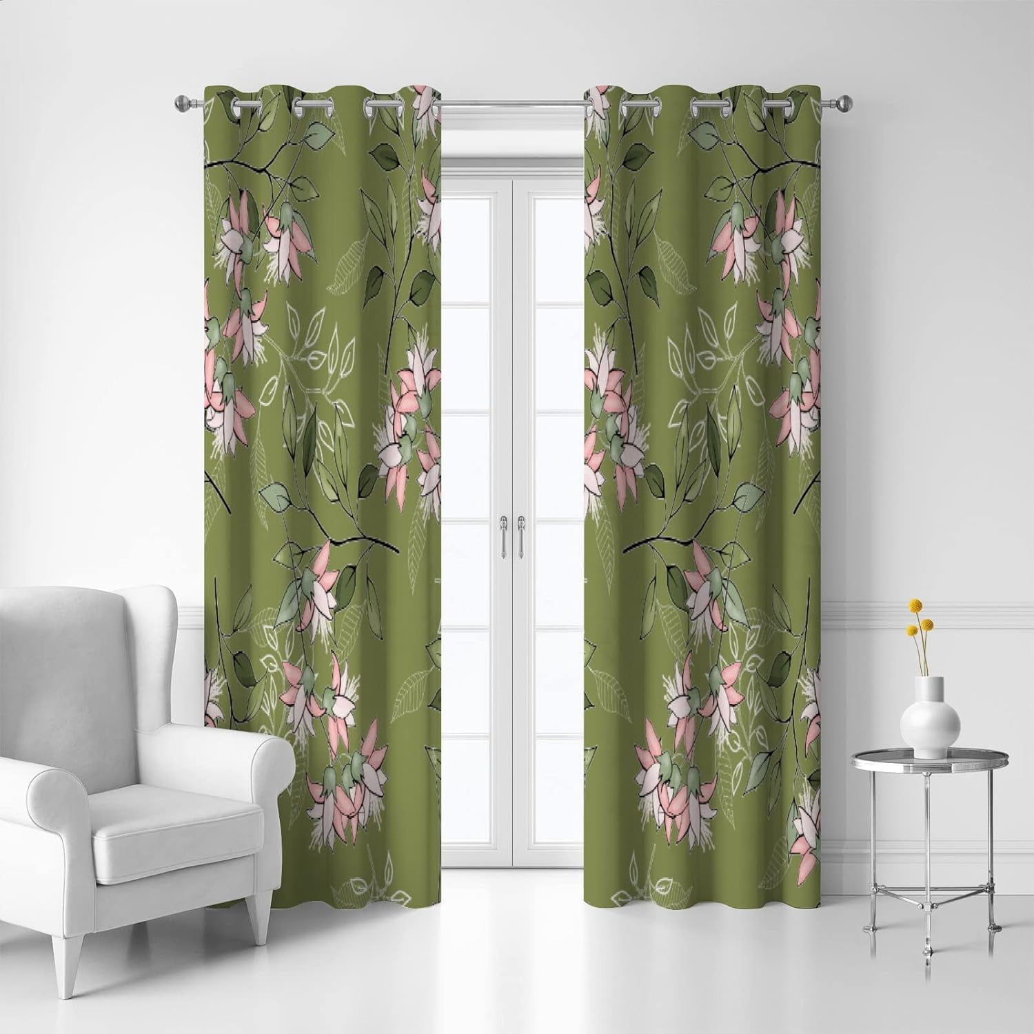 Coolnut Room Darkening Window Curtains Panels Drapes Abstract Floral ...