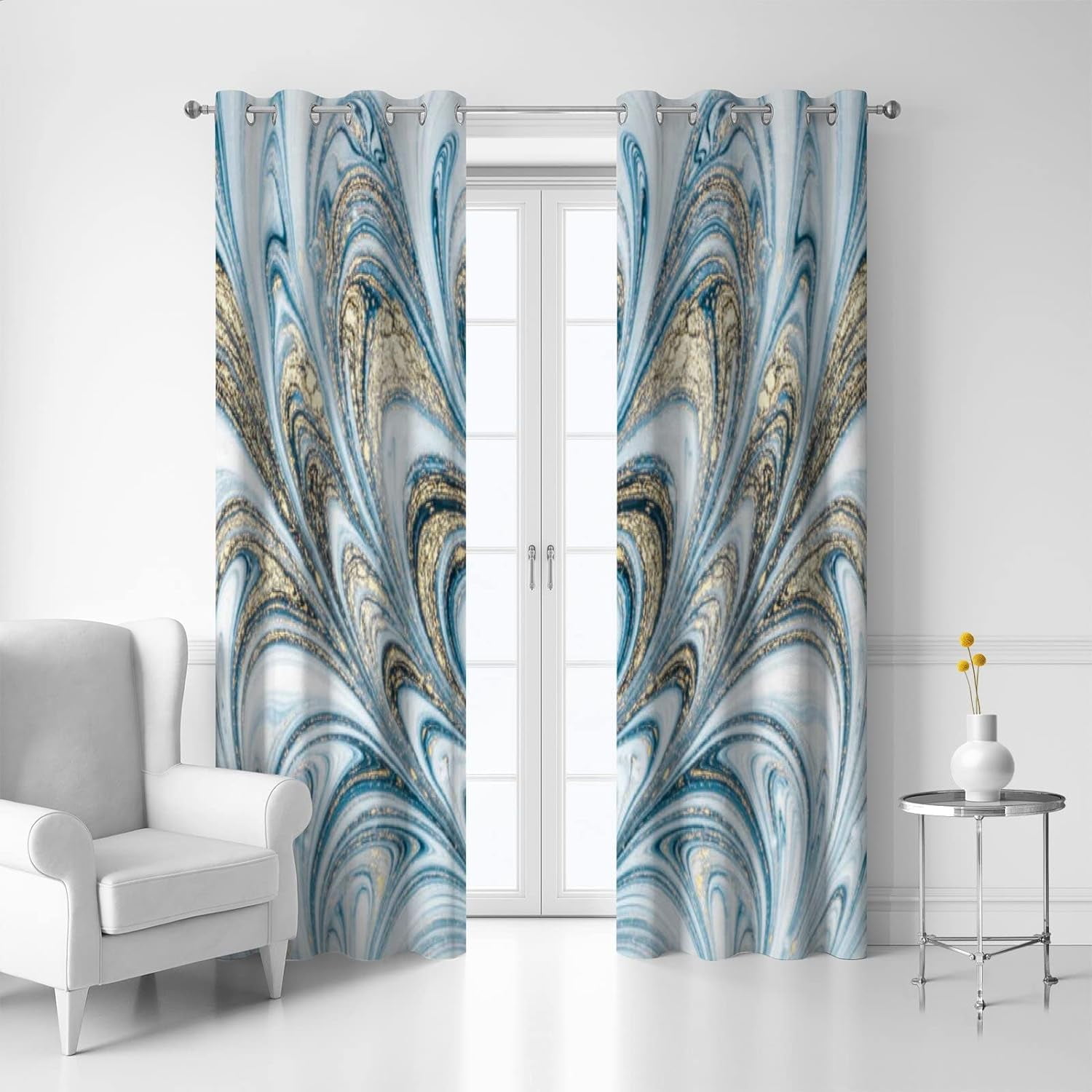 Coolnut Room Darkening Window Curtains Panels Drapes Ancient Swirls of ...