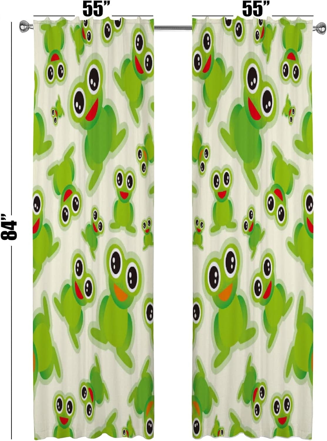 Coolnut Room Darkening Window Curtains Panels Drapes Green Frog with ...