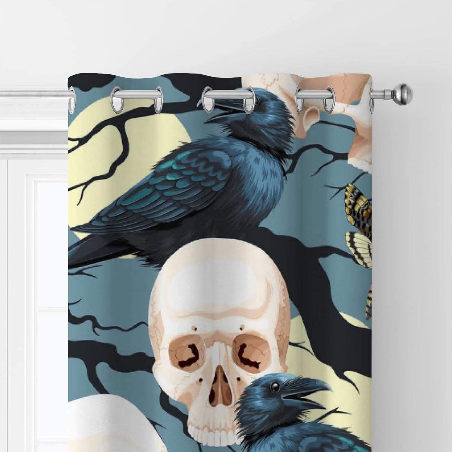 Coolnut Room Darkening Window Curtains Panels Drapes Raven and Moon ...